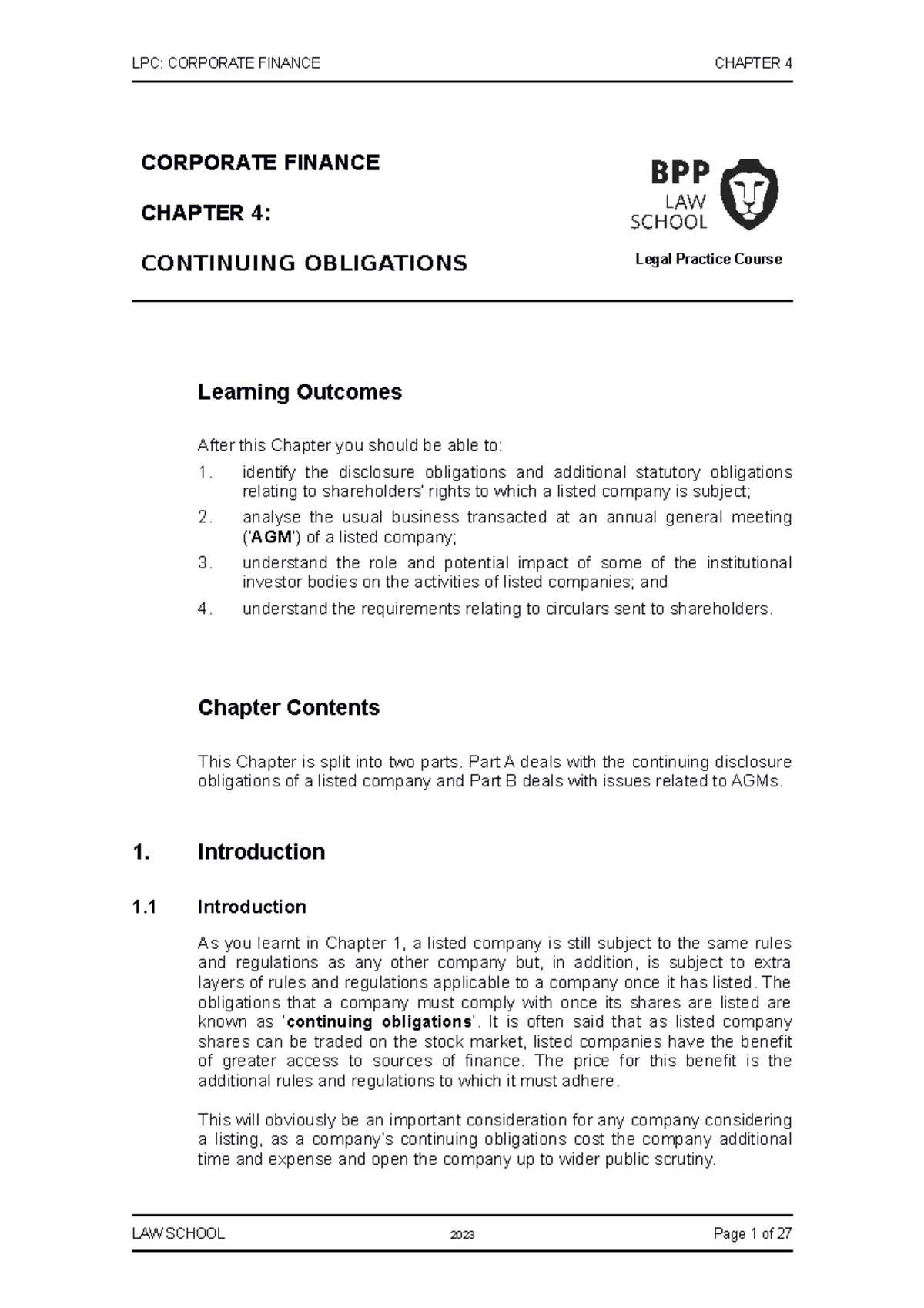 CF Chapter 4 2023 - LPC: CORPORATE FINANCE CHAPTER 4 CORPORATE FINANCE CHAPTER 4: CONTINUING ...