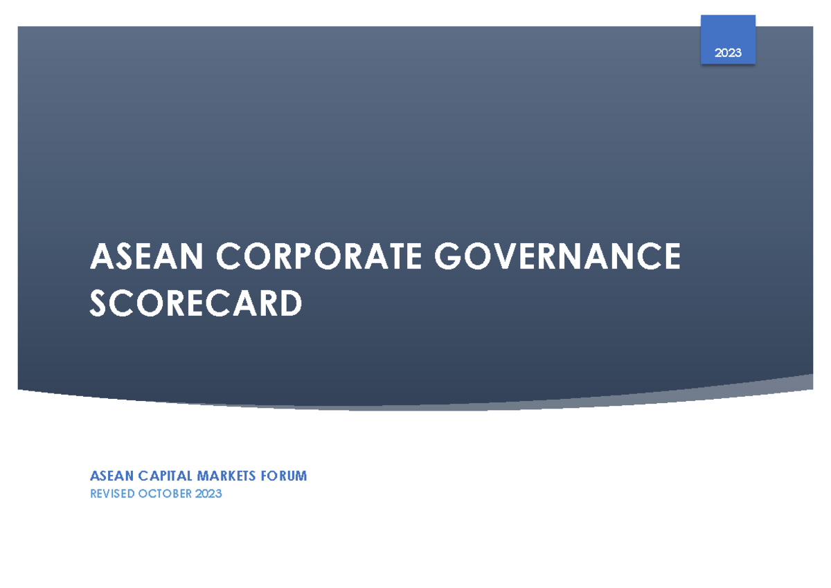 Asean Corporate Governace Scorecard Revised - 2023 - ASEAN CORPORATE ...