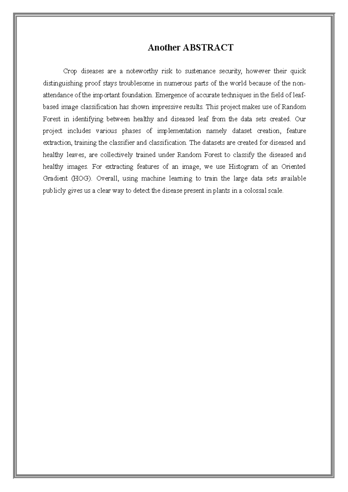 Abstract 1 - Table OF Contents for internship report required for ...