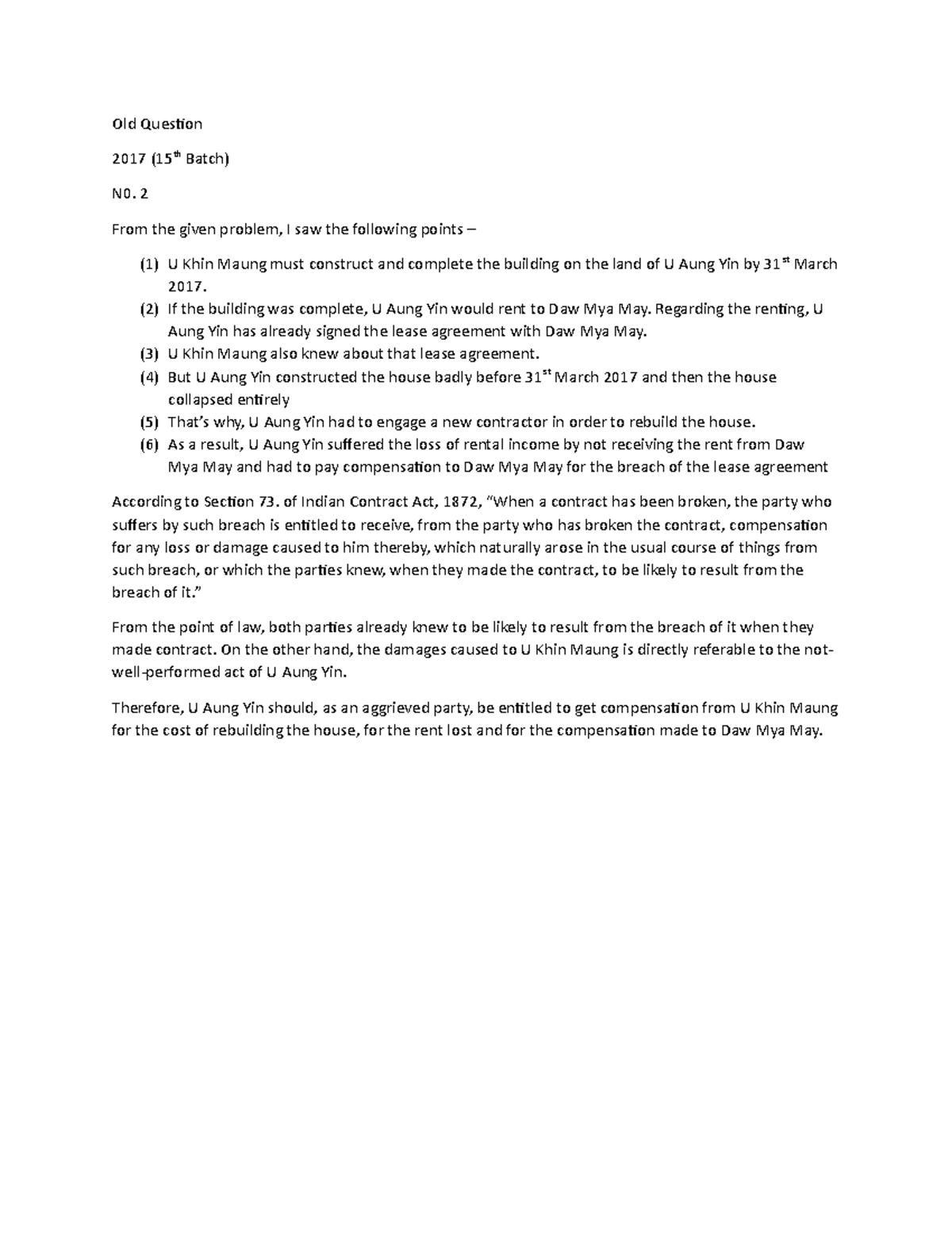 Legal Problem Old Question 2017 15th Batch N0 2 From The Given legal-problem-old-question-2017-15th-batch-n0-2-from-the-given