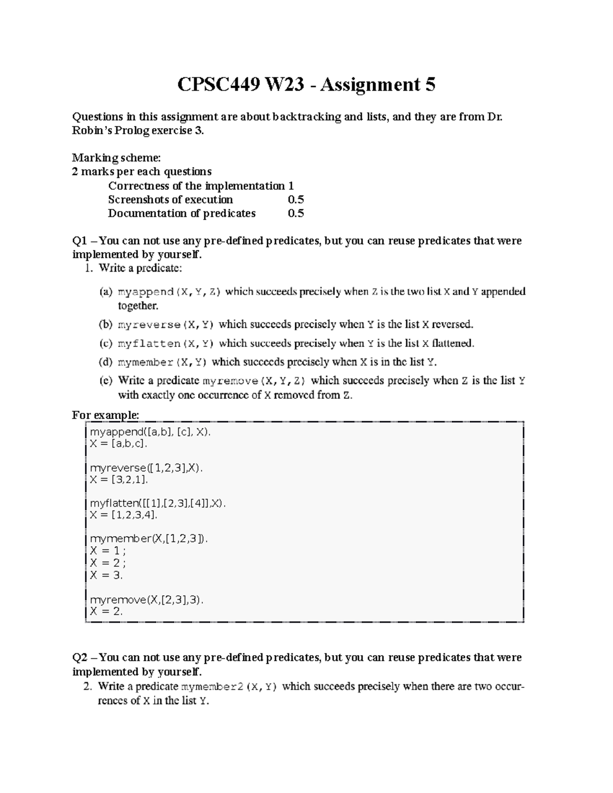 assdasfsdvrevre - CPSC449 W23 - Assignment 5 Questions in this assignment are about backtracking ...