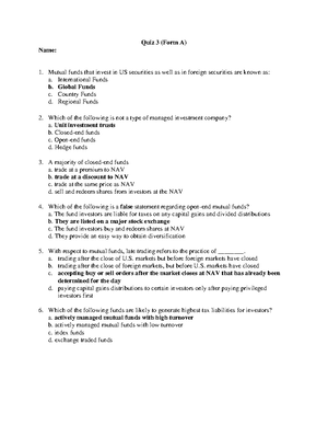 Fin 340 exam 1 review - Chapter 1 Investments: Background and Issues ...