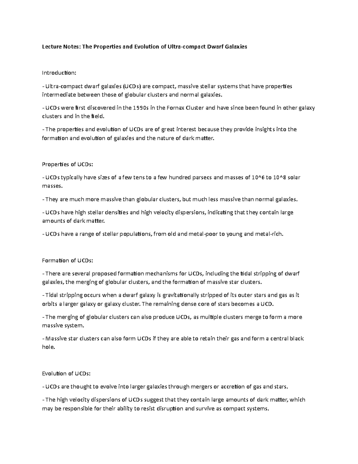 Lecture Notes: The Properties and Evolution of Ultra-compact Dwarf ...