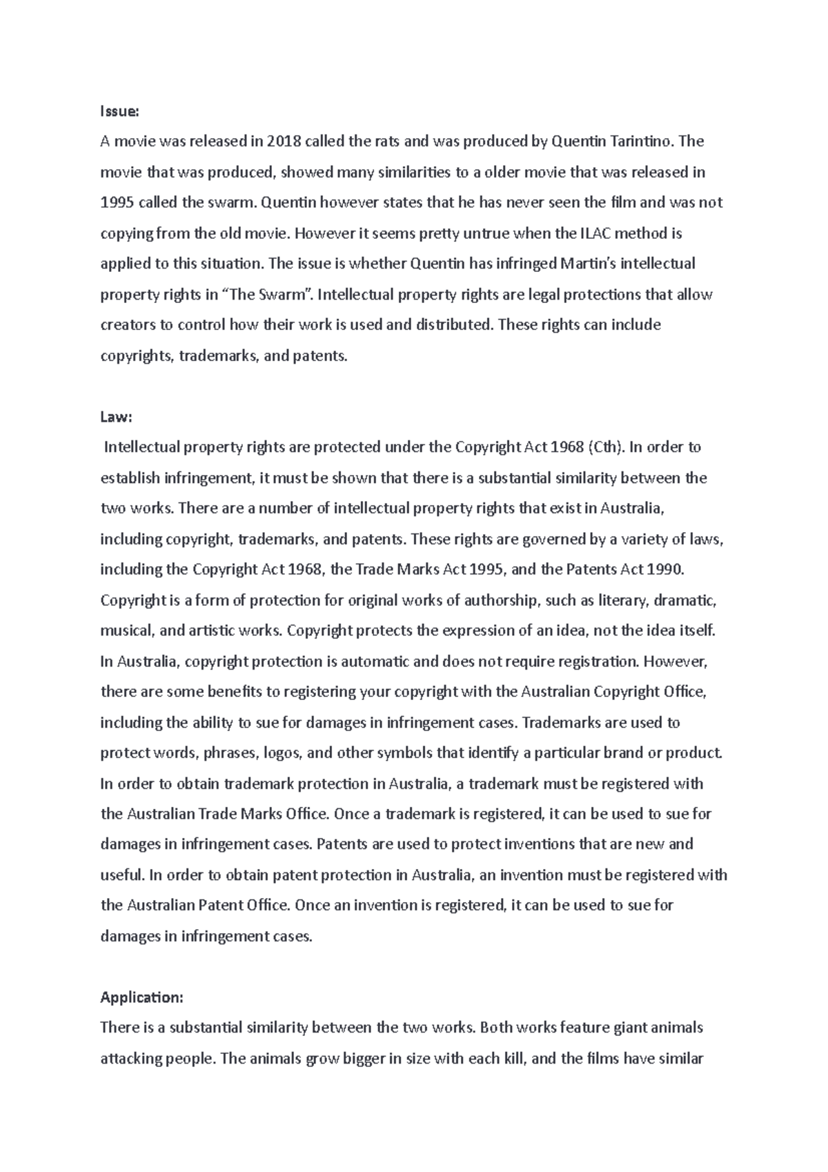 Tut sub 4 - ILAC method for an intellectual property question - Issue ...