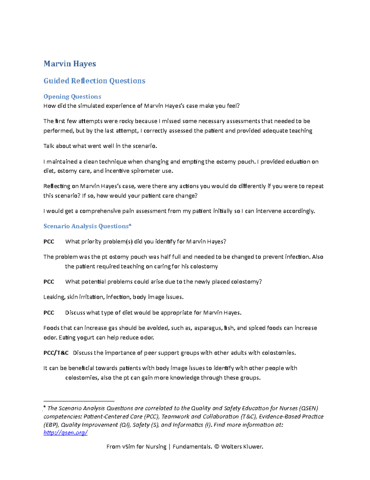 Marvin Hayes GRQ - Guided reflection questions vsim - Marvin Hayes ...
