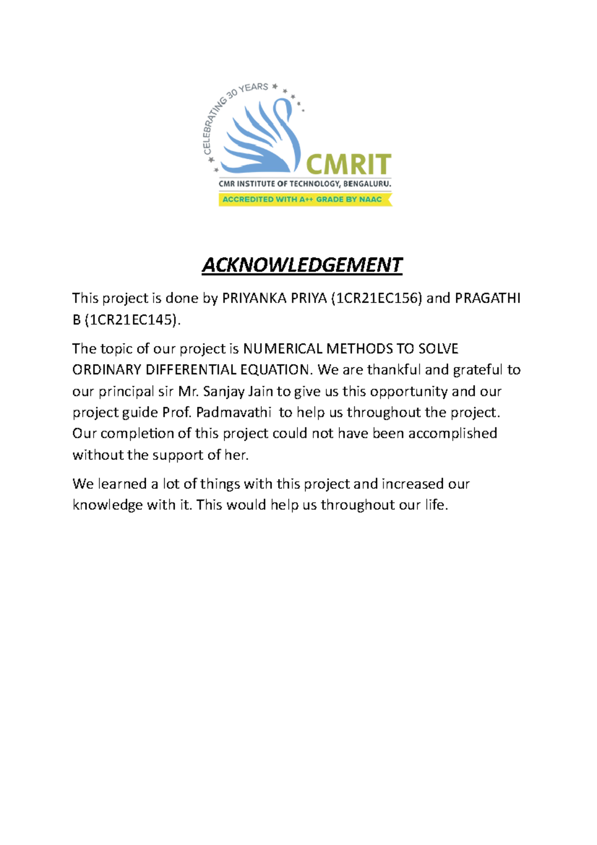 Abstract-1 - 1st module - ACKNOWLEDGEMENT This project is done by ...