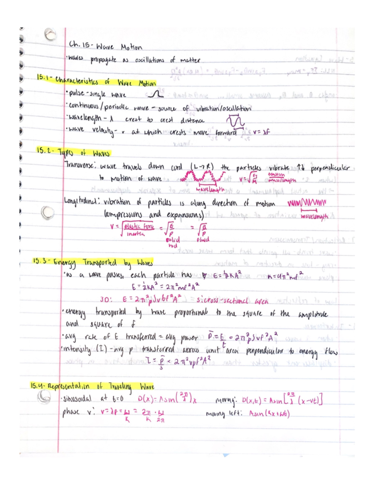 Ch15 Wave Motion - Chapter 15 of Physics for scientists and engineers - PHYSICS 7A - Studocu