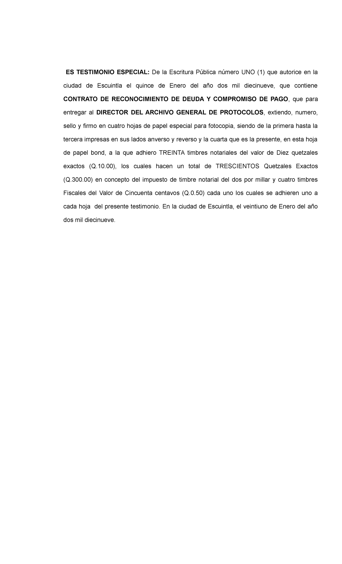 Testimonio Especial 2019 - Derecho Notarial - Universidad Rural - Studocu