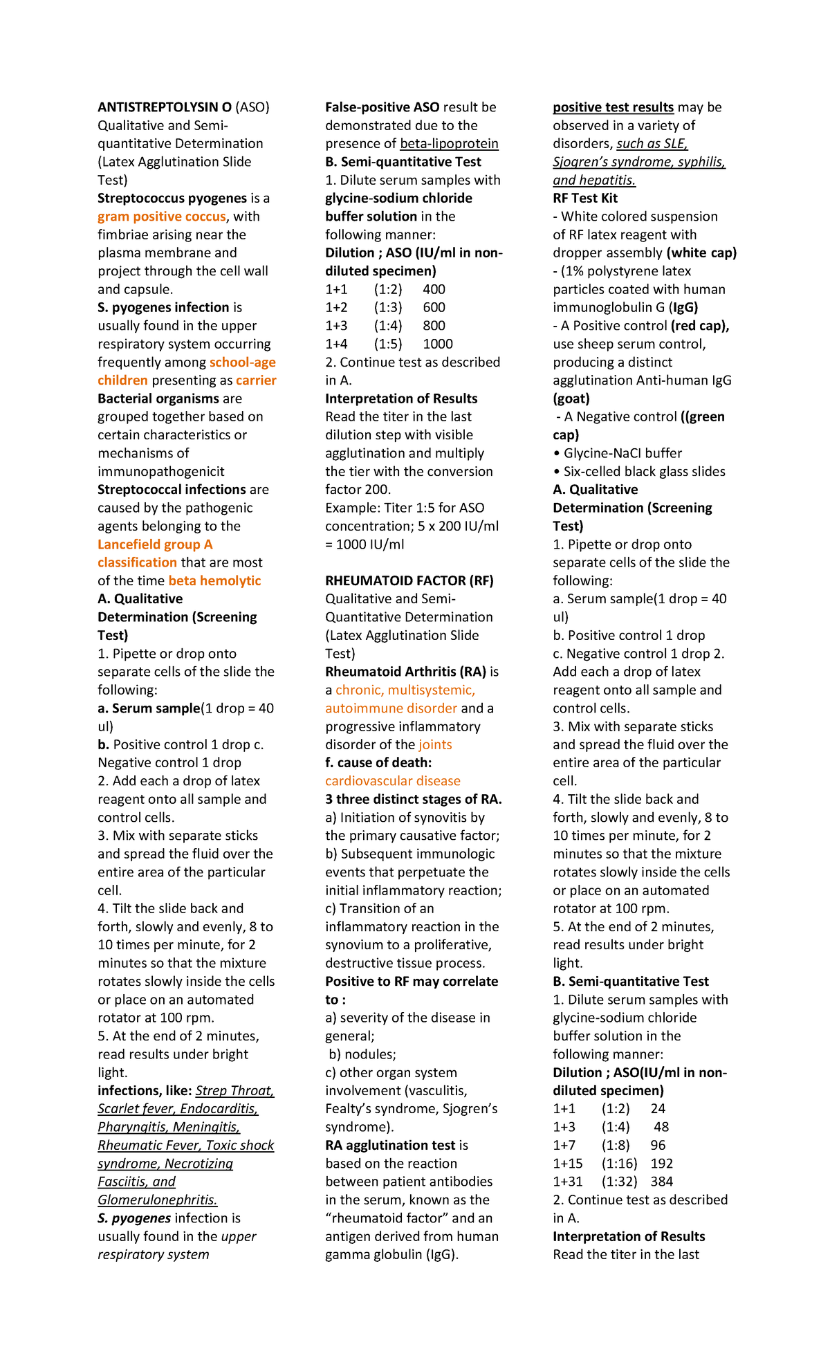 Antistreptolysin O - IMMUNOSERO laboratory - ANTISTREPTOLYSIN O (ASO ...