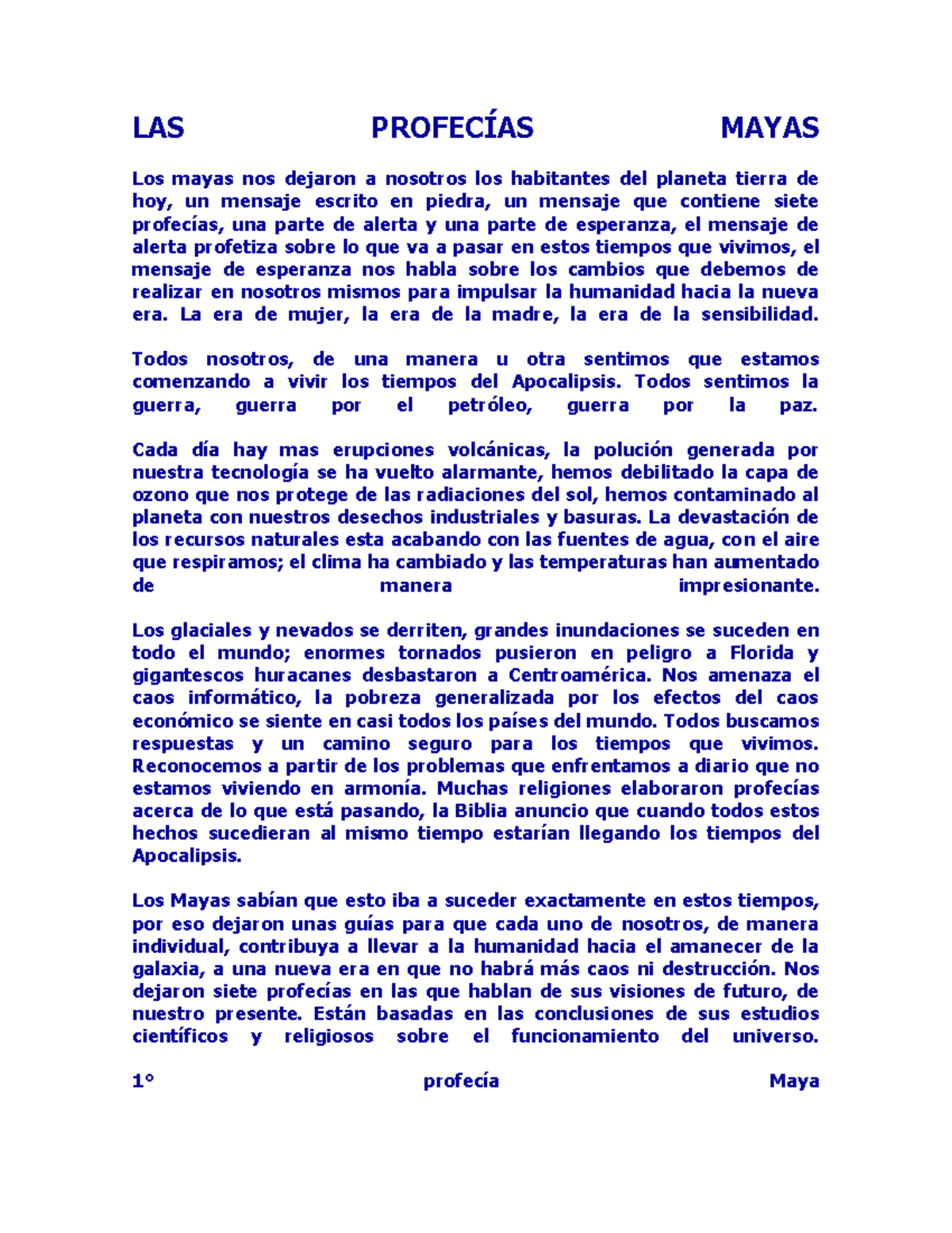 LAS Profecías Mayas - LAS PROFECÍAS MAYAS Los mayas nos dejaron a ...