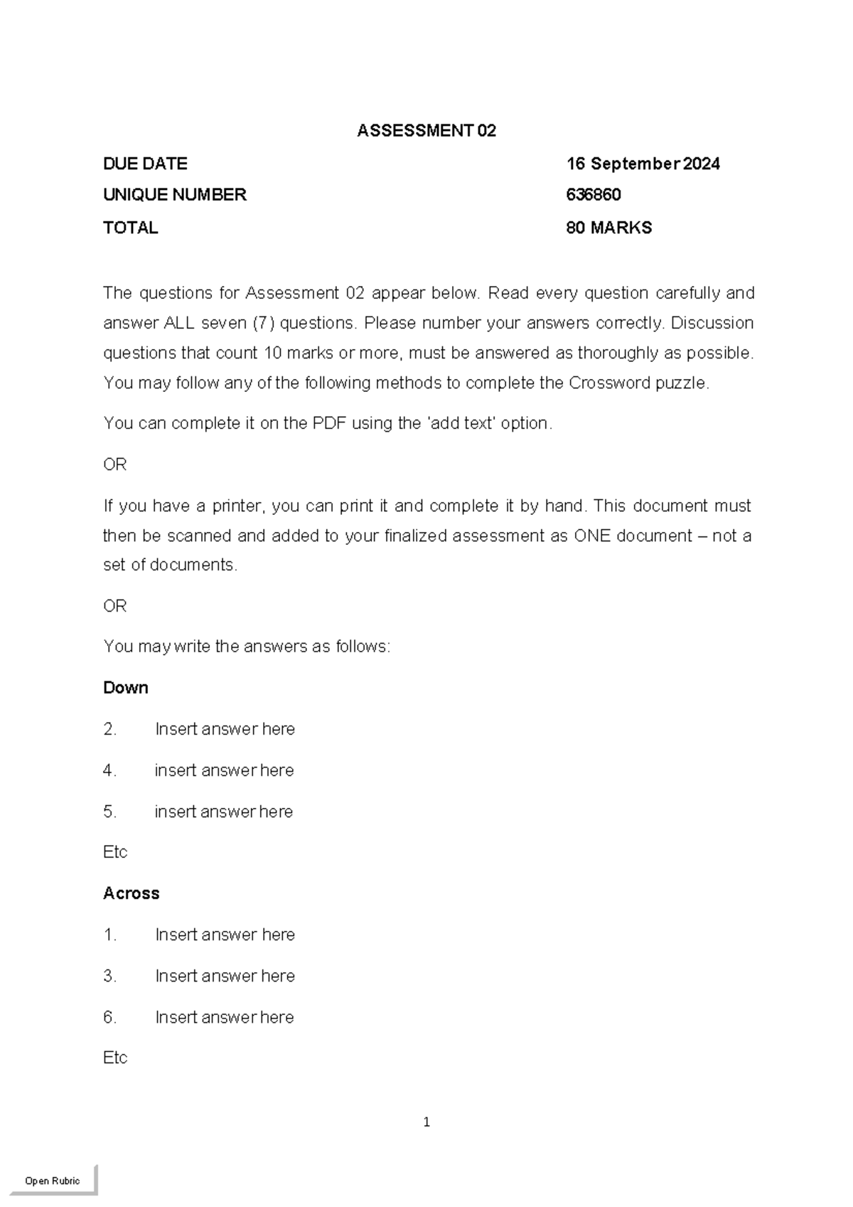 FOR2607 Assignment 02 S2 d5da809a678fdb72e4a22727 b 240902 183846 - ASSESSMENT 02 DUE DATE 16 ...