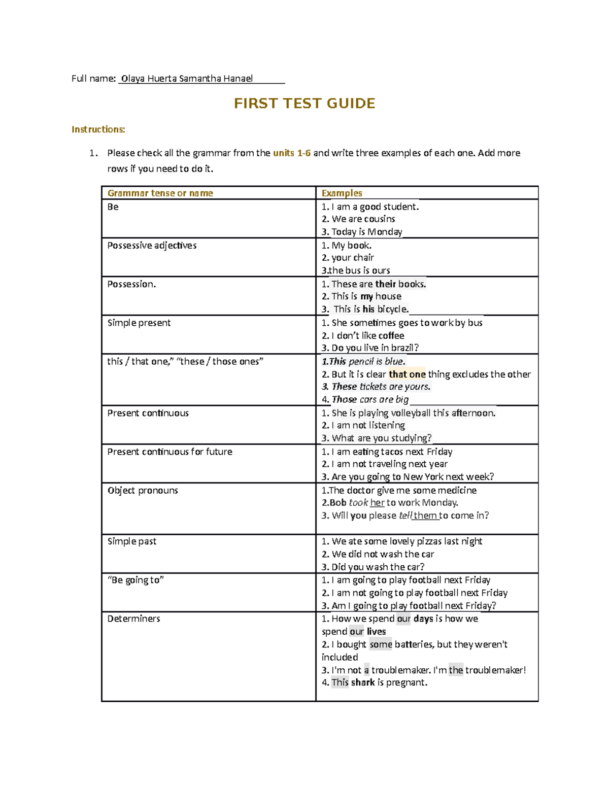 Guide ONE English - GUÍA INLGES - Full name ...