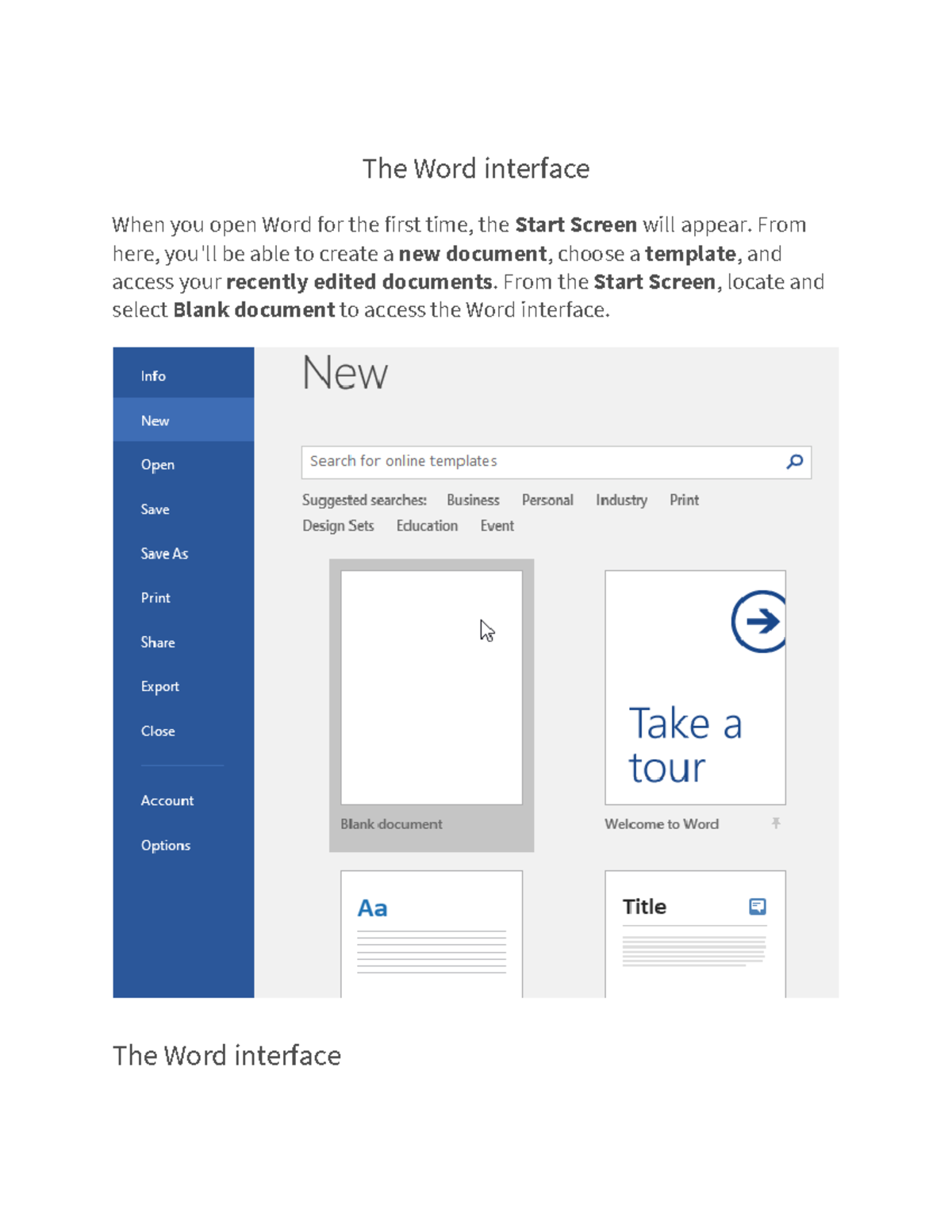 COMPUTER 1 or COMP 1 - The Word interface When you open Word for the ...