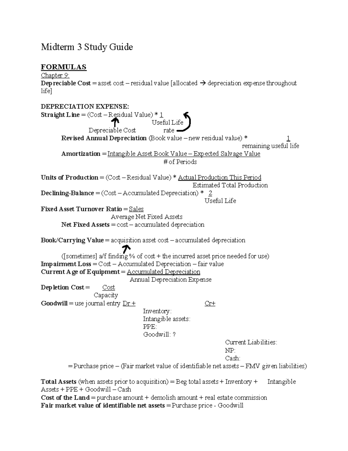 Microsoft Word - COMM 2010 Midterm 3 Study Guide - Midterm 3 Study Guide FORMULAS Chapter 9 ...