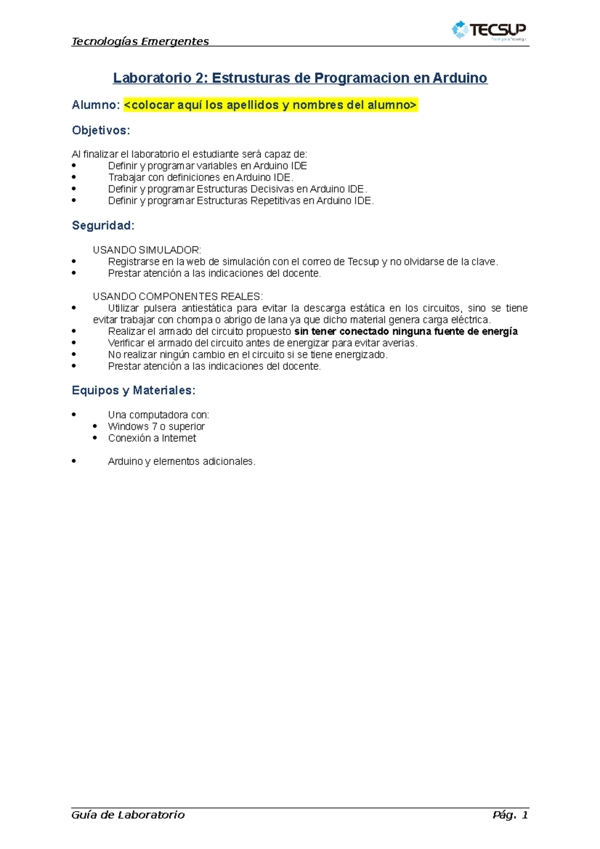 Lab02 Estructuras Arduino Laboratorio 2 Estrusturas De Programacion