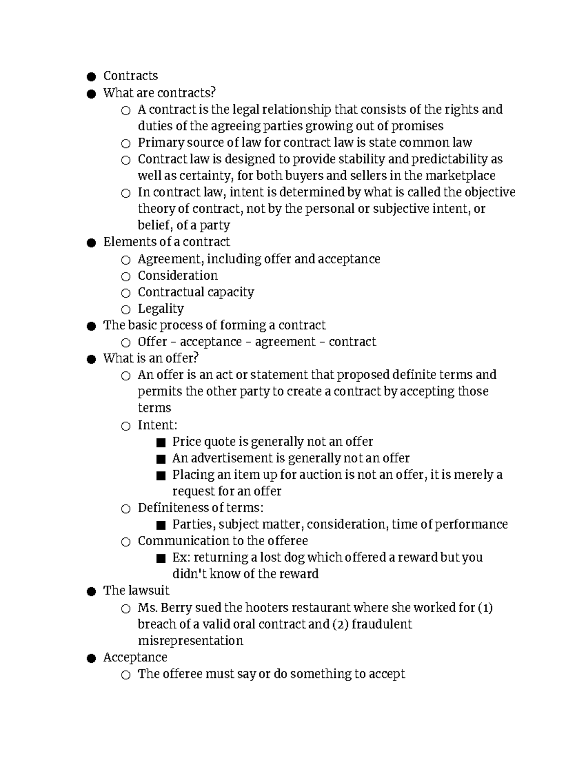 Module 11 - Andrew H - Contracts What are contracts? A contract is the ...