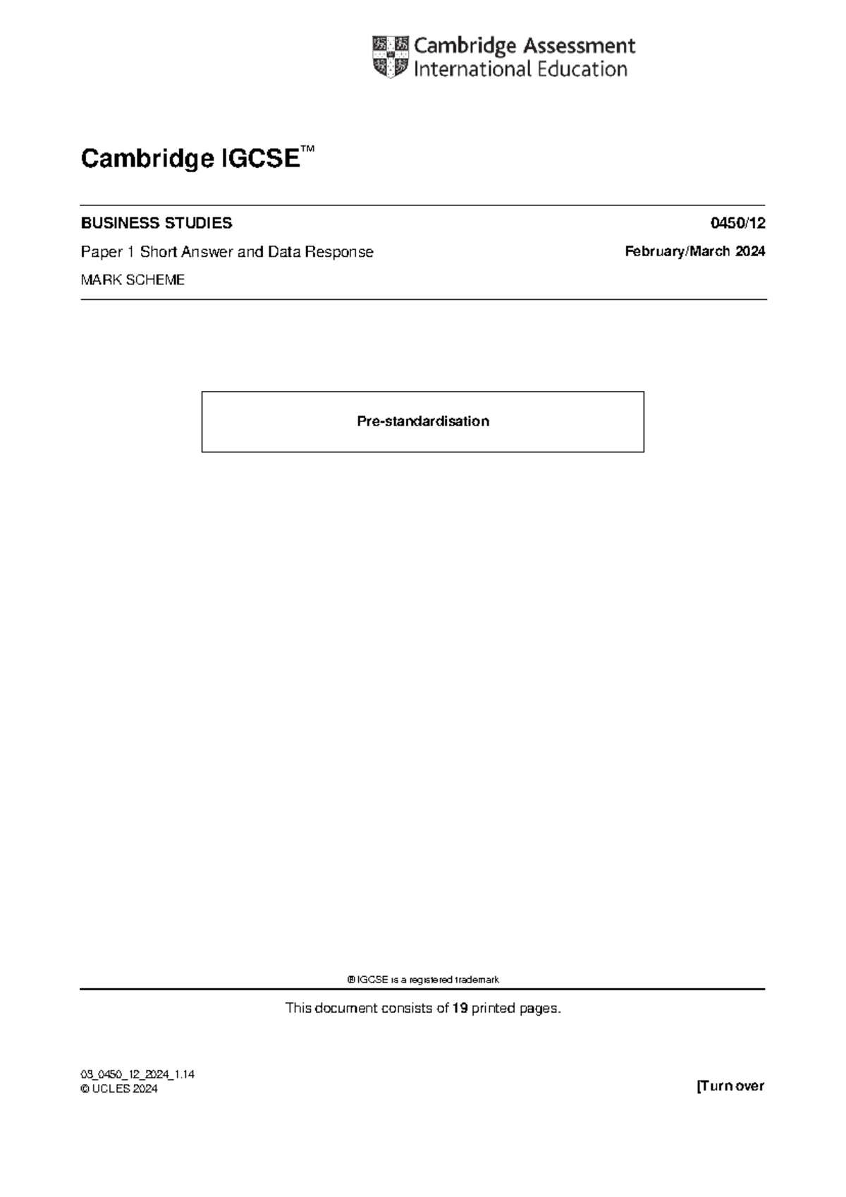 0450 m24 ms 12 - past paper - Pre-standardisation Cambridge IGCSE ...