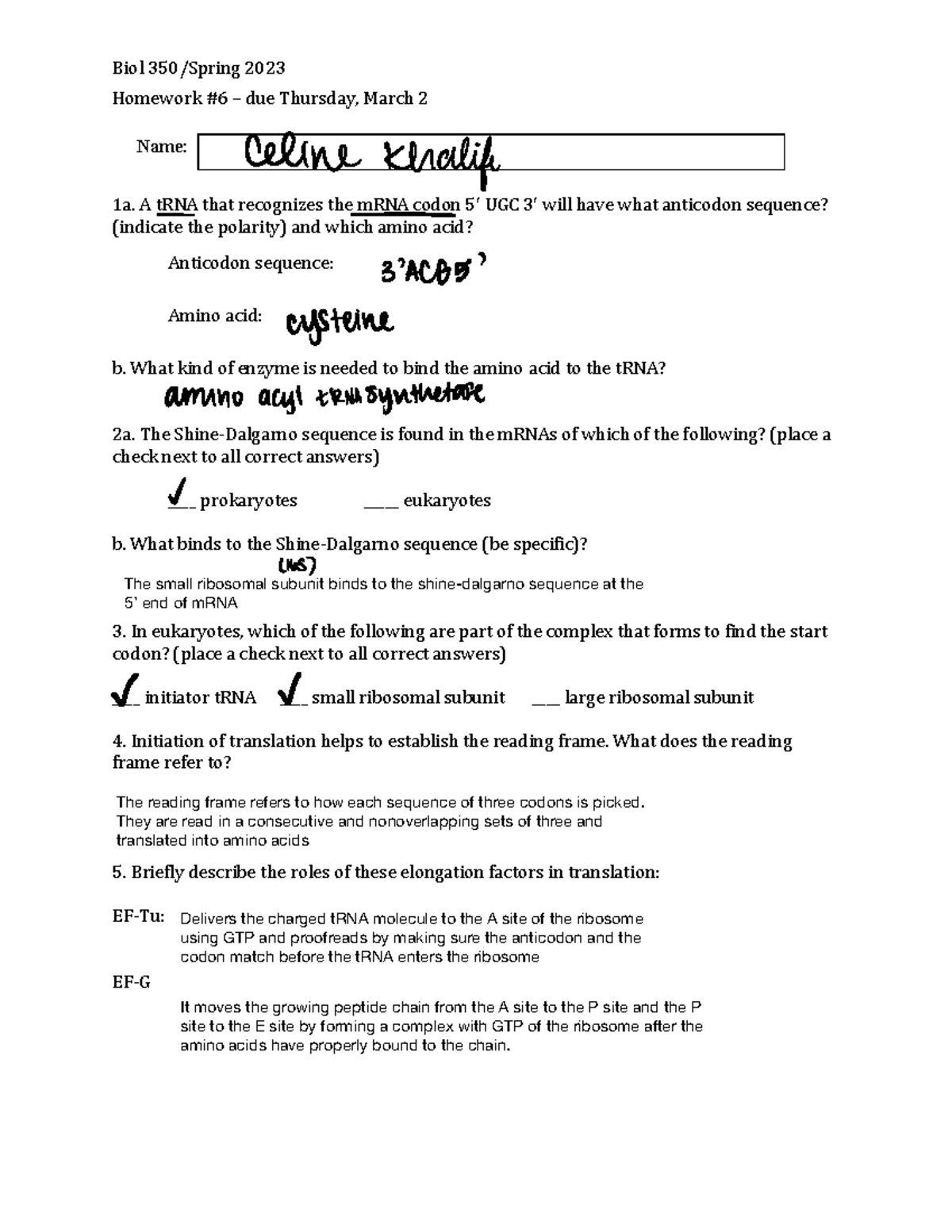 Genetics Homework 6 - Class taken by Dr. Holder and Dr. Choi- questions ...