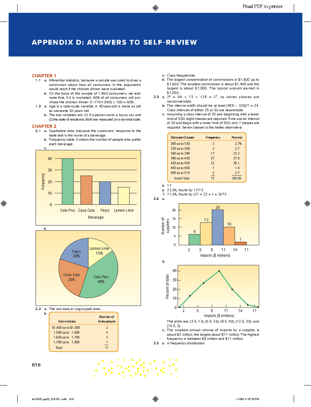 Appendix D - Đáp án - 818 CHAPTER 1 1 a. Inferential statistics ...