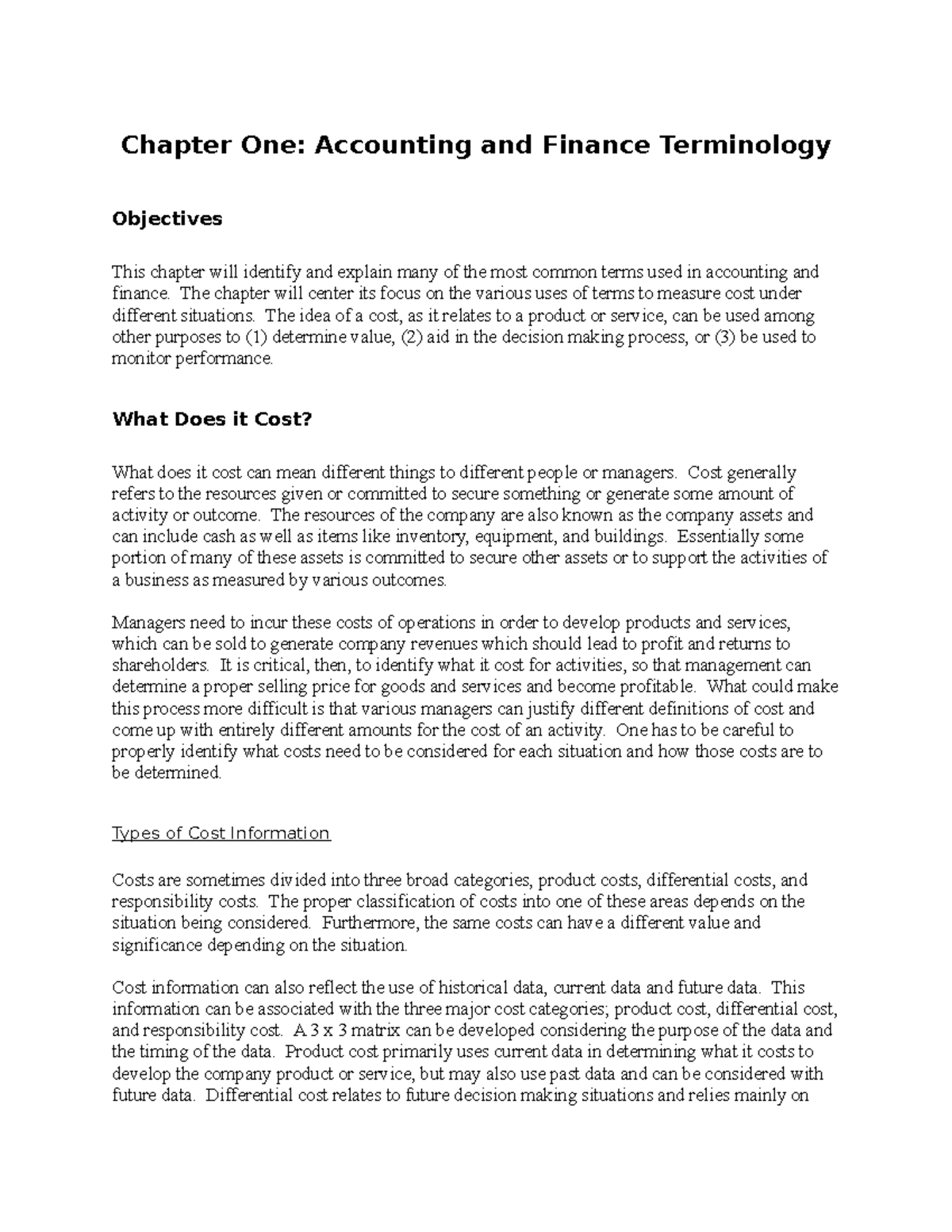 Accounting Terminology - Chapter One: Accounting and Finance ...