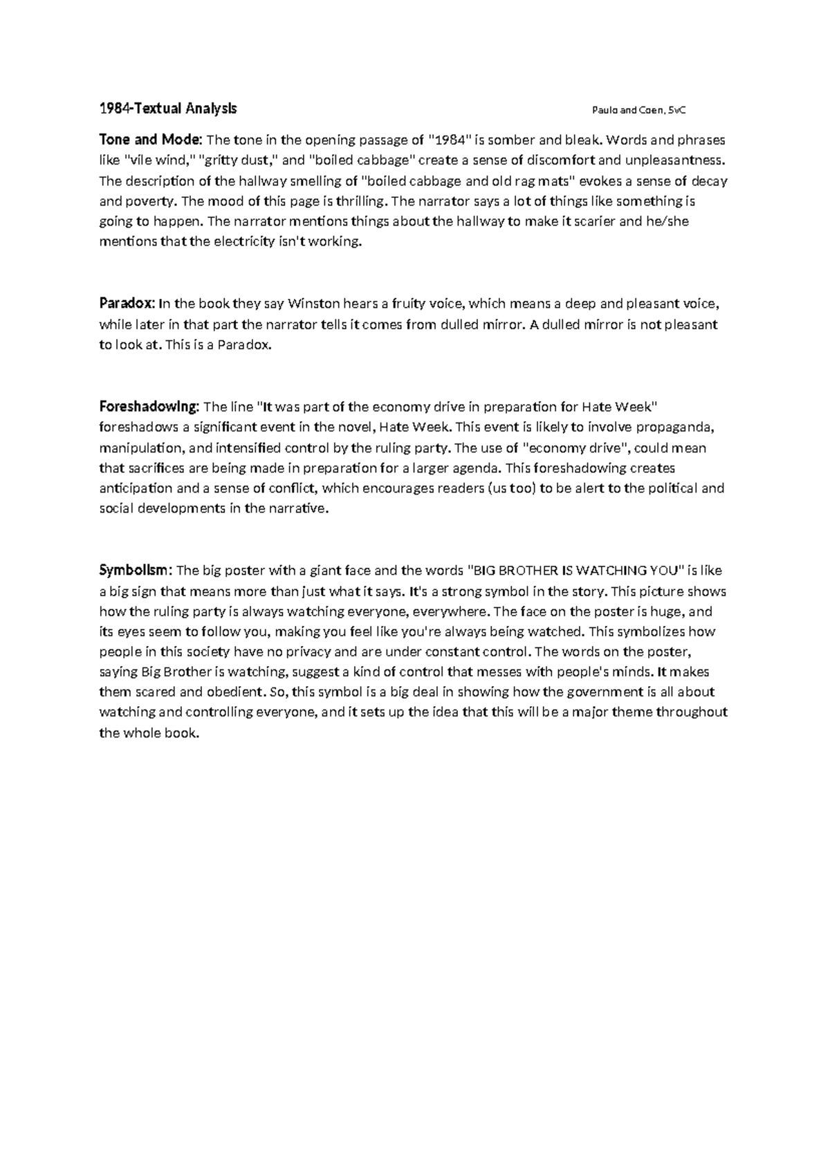 1984-Textual analysisi - Words and phrases like "vile wind," "gritty ...