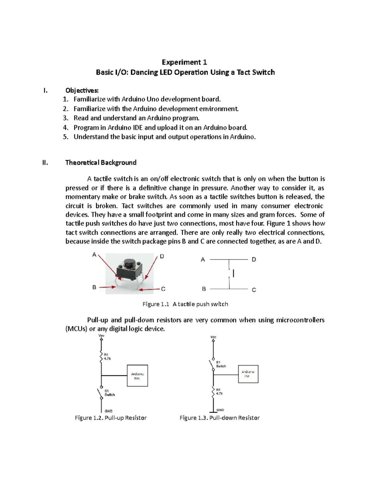 Experiment 1 Basic IO Dancing Light - Experiment 1 Basic I/O: Dancing LED Operation Using a Tact ...