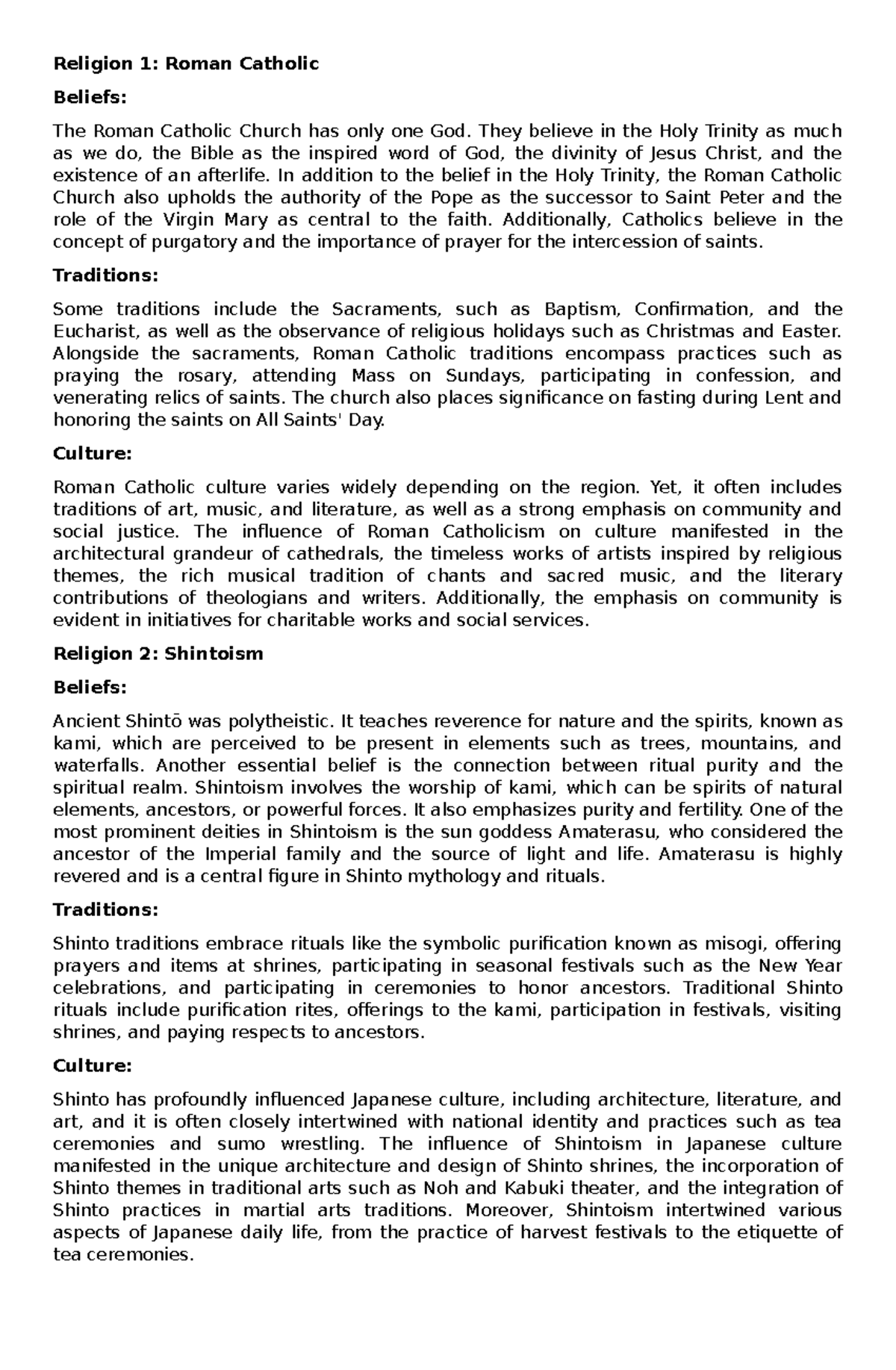Religion 1 - N/A - Religion 1: Roman Catholic Beliefs: The Roman ...