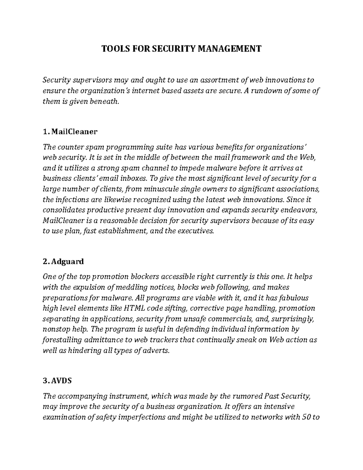 Tools FOR Security Management - TOOLS FOR SECURITY MANAGEMENT Security ...