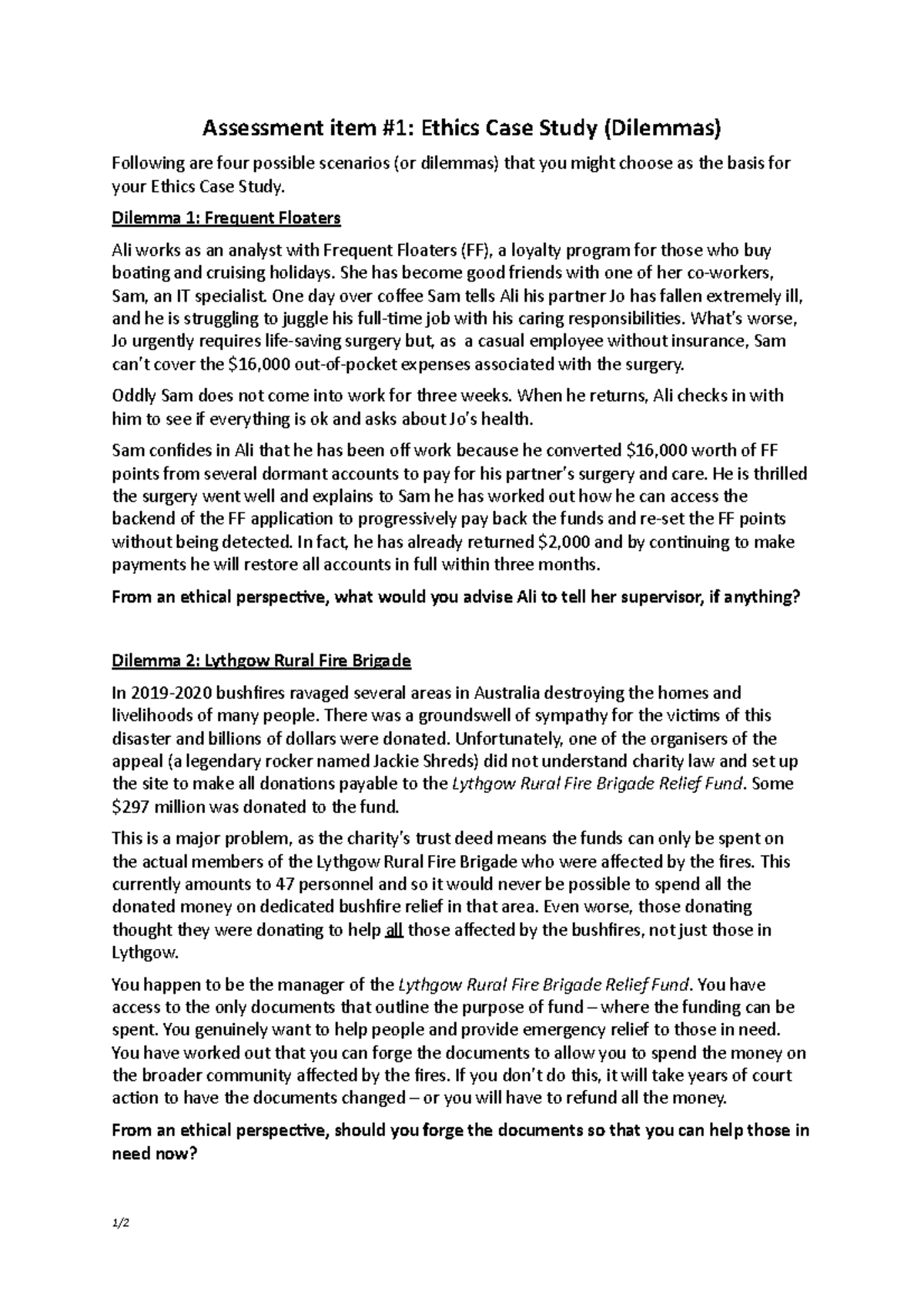 210728 BSB111 ECS Scenarios V3 - Assessment item #1: Ethics Case Study ...