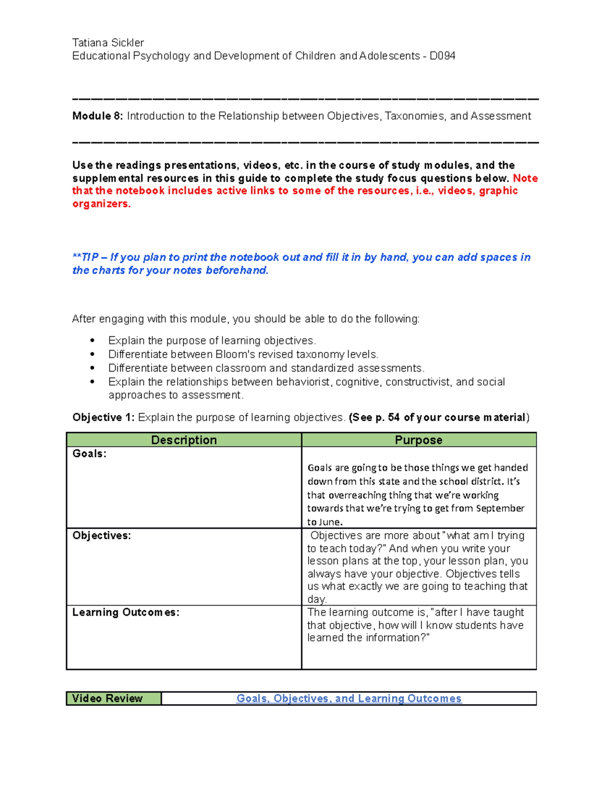 Module 8 Notebook - Updated - Educational Psychology and Development of ...