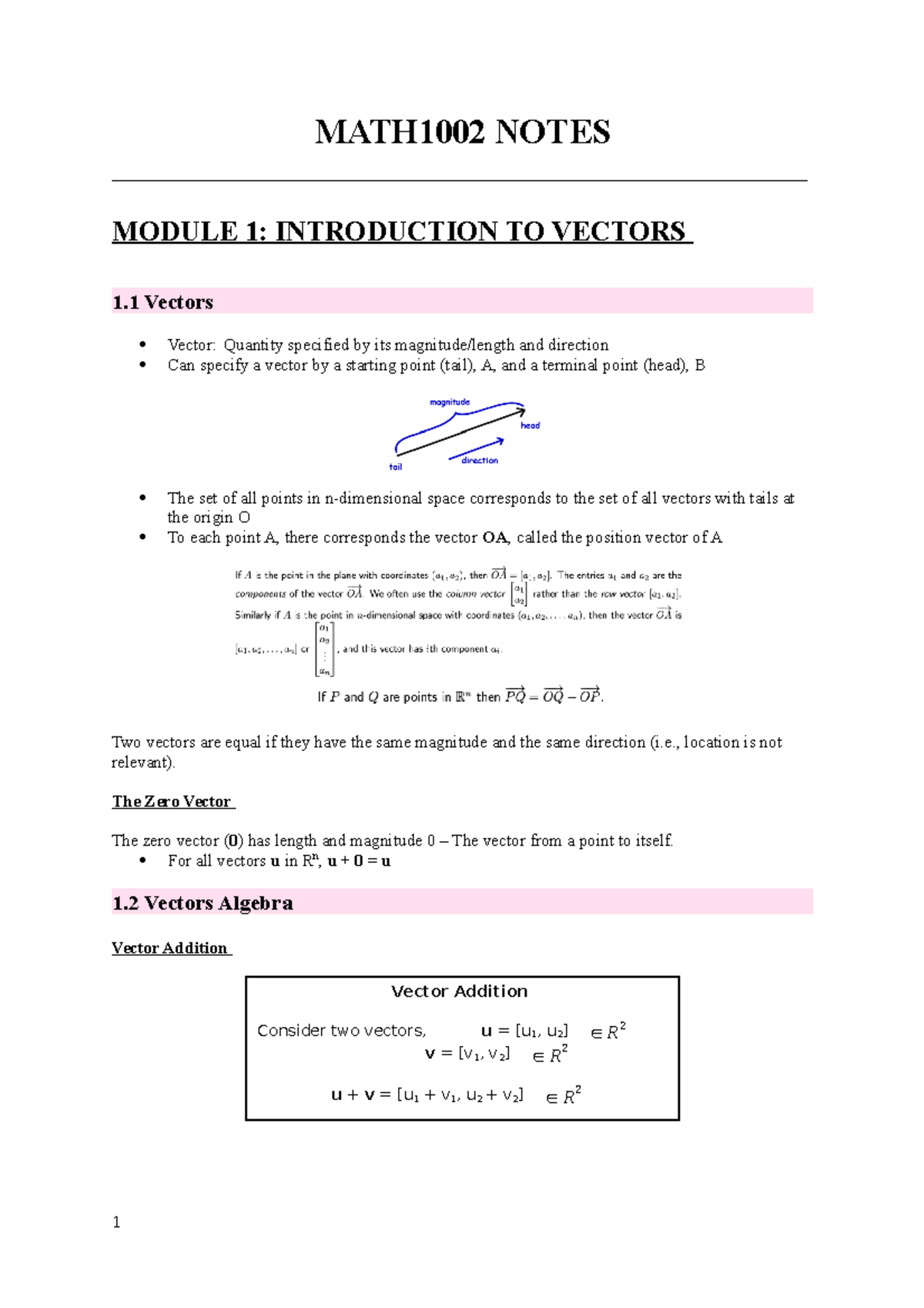 MATH1002 Notes - MATH1002 NOTES