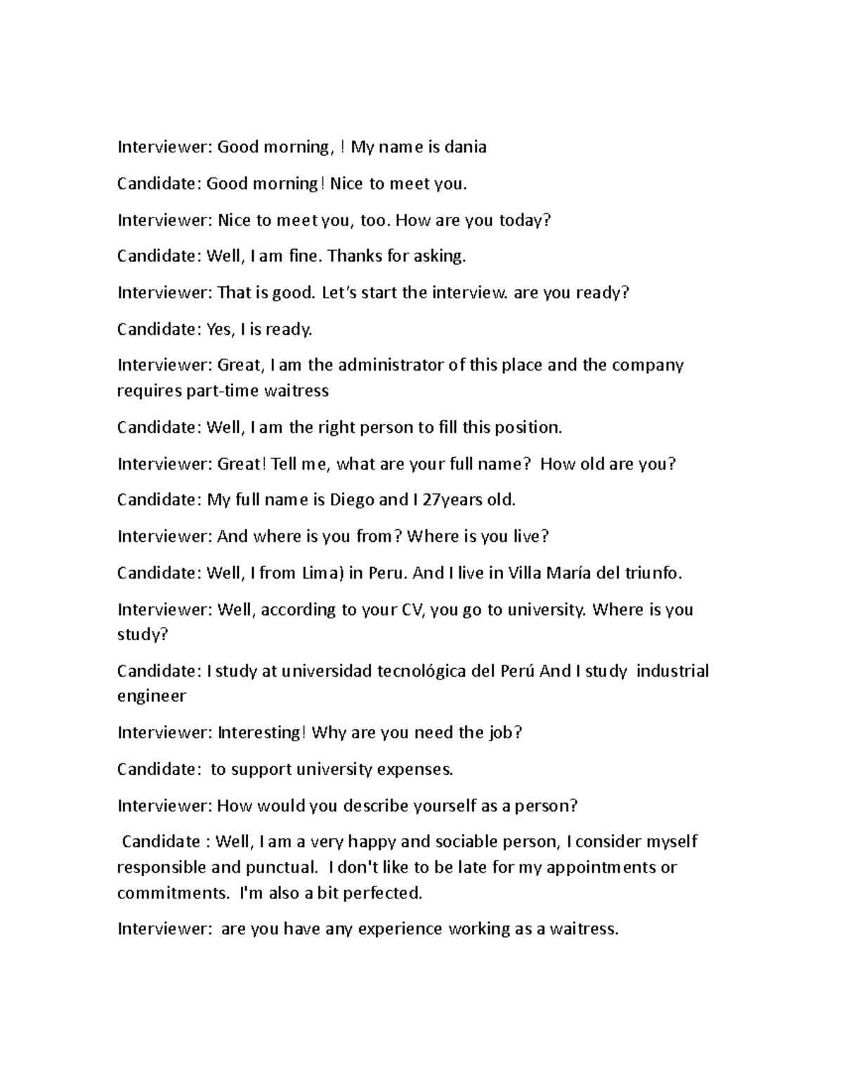 Documento (29) - Tarea de participación en clase - Interviewer: Good ...