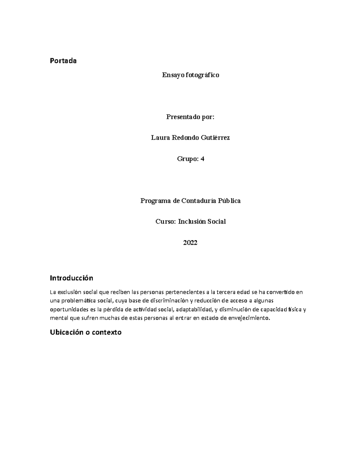 Ensayo fotofrafico spech - Portada Ensayo fotográfico Presentado por ...