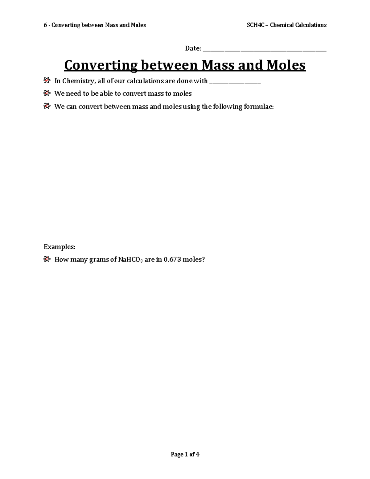 06 Converting Between Mass And Moles Date