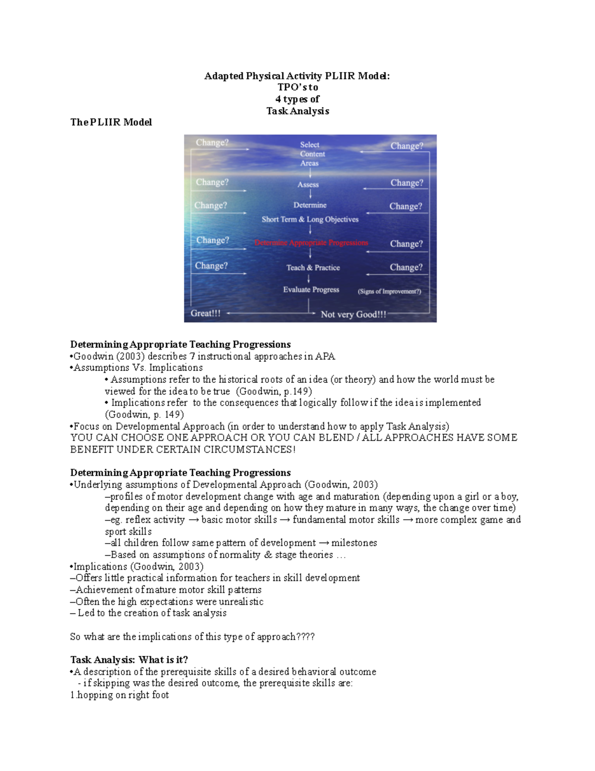 L13 - Professor Harvey - Adapted Physical Activity PLIIR Model: TPO’s ...