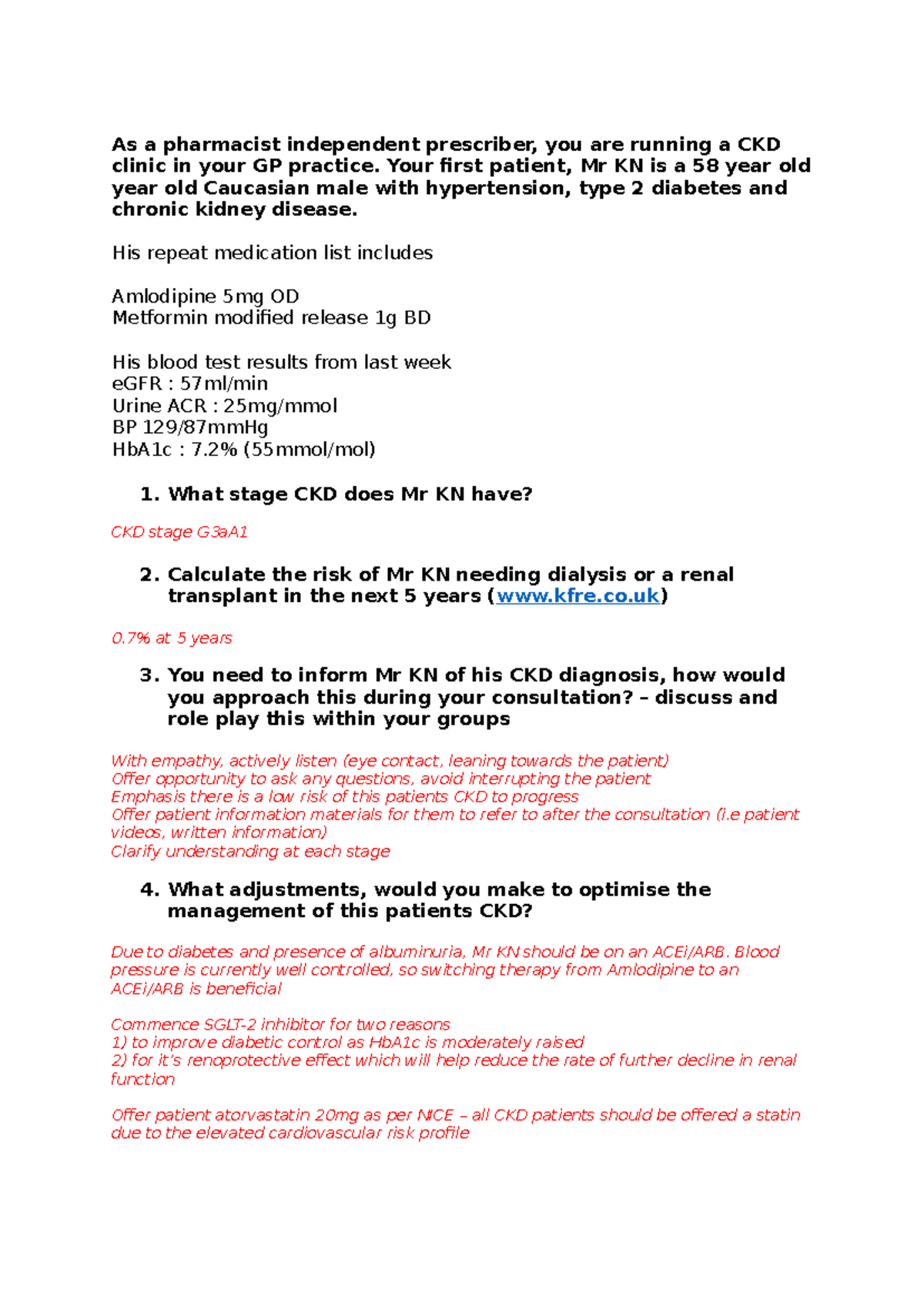 Management of CKD in a 58-Year-Old Patient: Seminar Case Study - As a ...