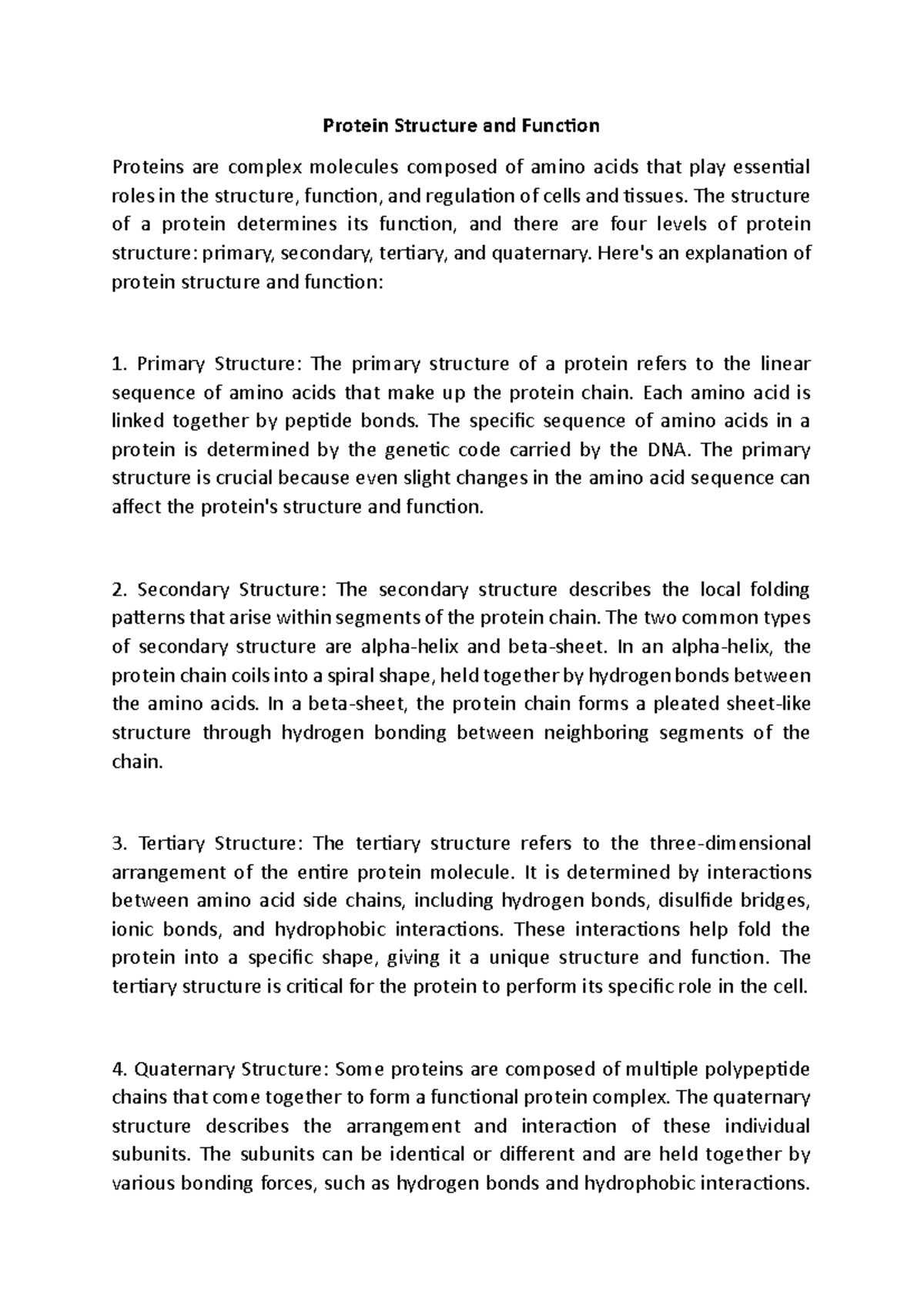 Protein Structure and Function - Protein Structure and Function ...