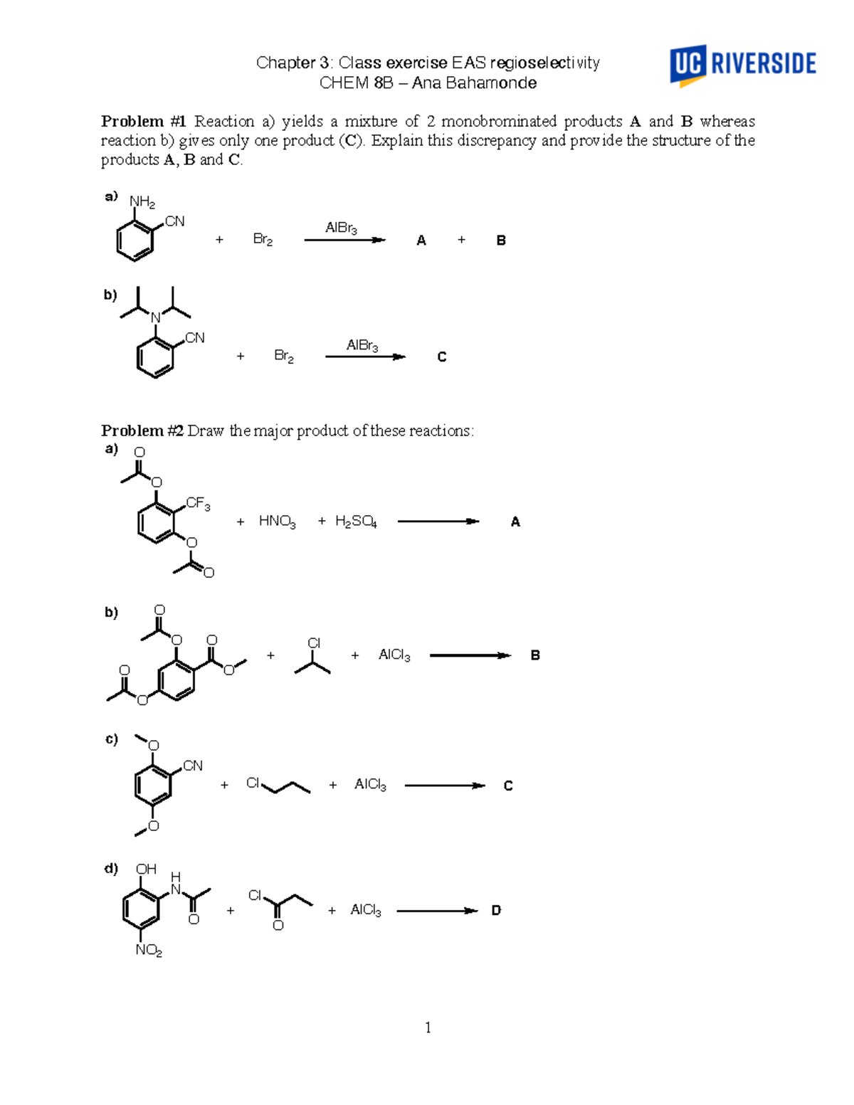 Class exercise EAS regioselectivity - Explain this discrepancy and ...