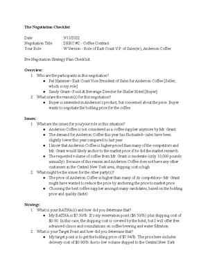DRRC #3 - Pre-Negotiation Strategy Plan - The Negotiation Checklist ...