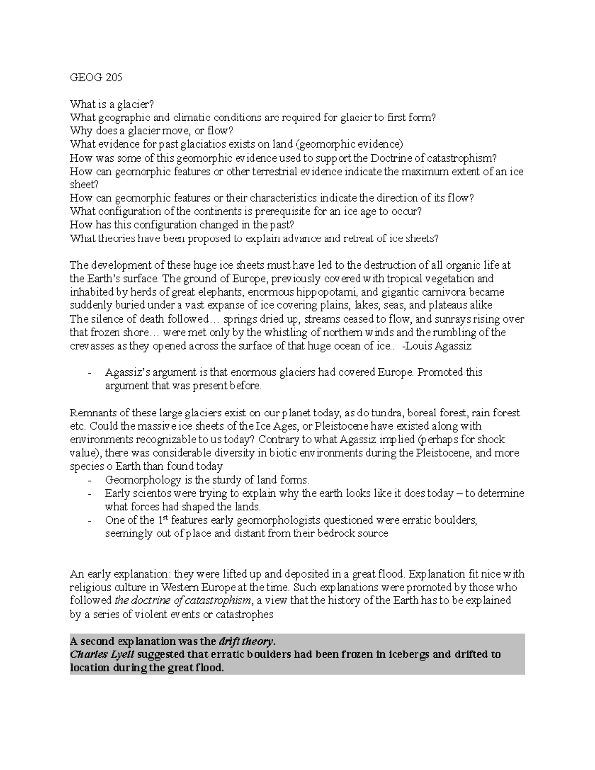 GEOG 205 19:01 - lecture notes 19/01 - GEOG 205 What is a glacier? What ...