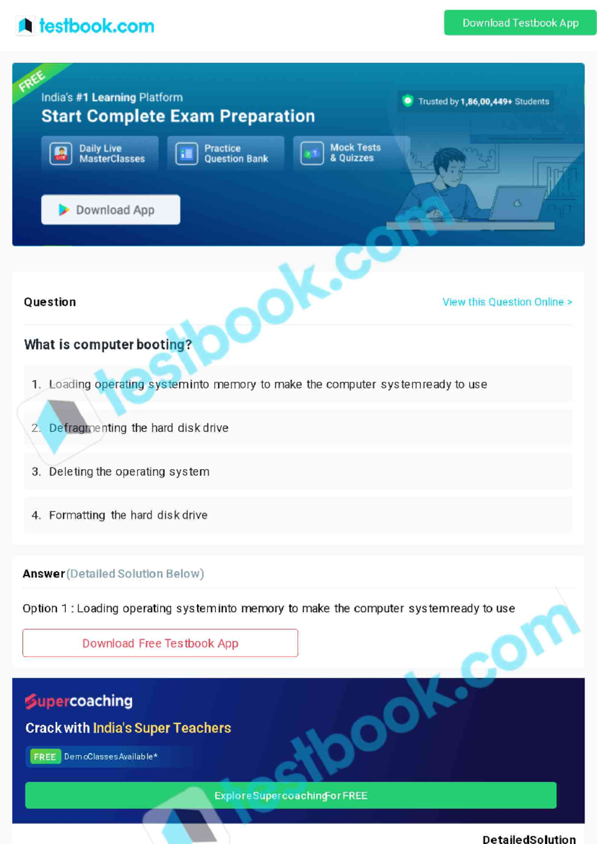 What is computer booting 617bcc2a924dd375077 f8bbd - testbook Download ...