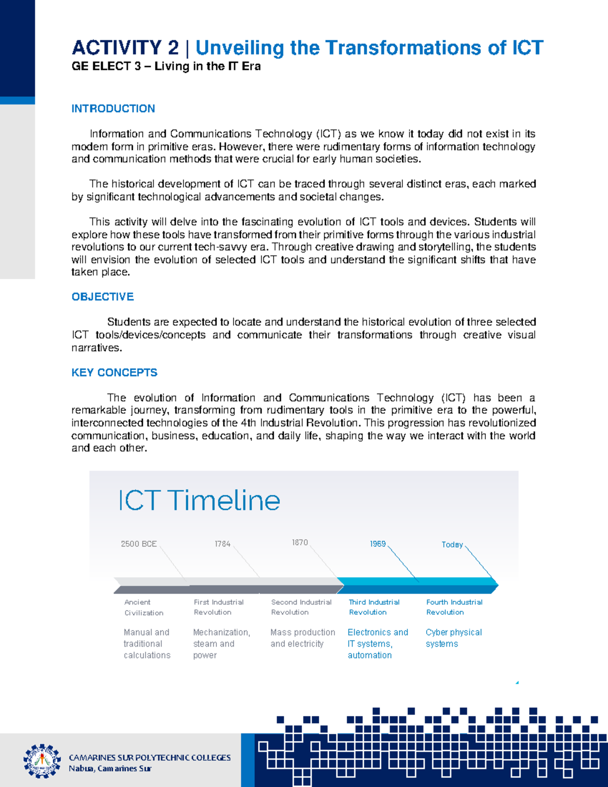 LITE Activity 2 - GE ELECT 3 – Living in the IT Era CAMARINES SUR POLYTECHNIC COLLEGES ...