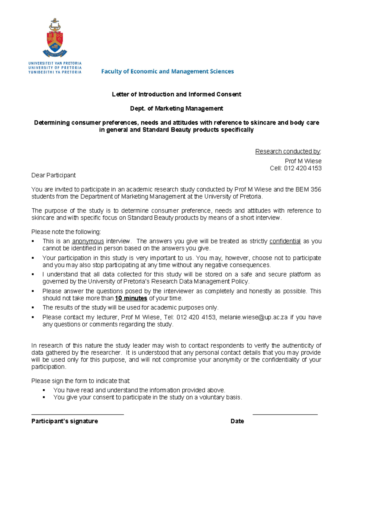 BEM356 Informed consent 2024 - Letter of Introduction and Informed ...