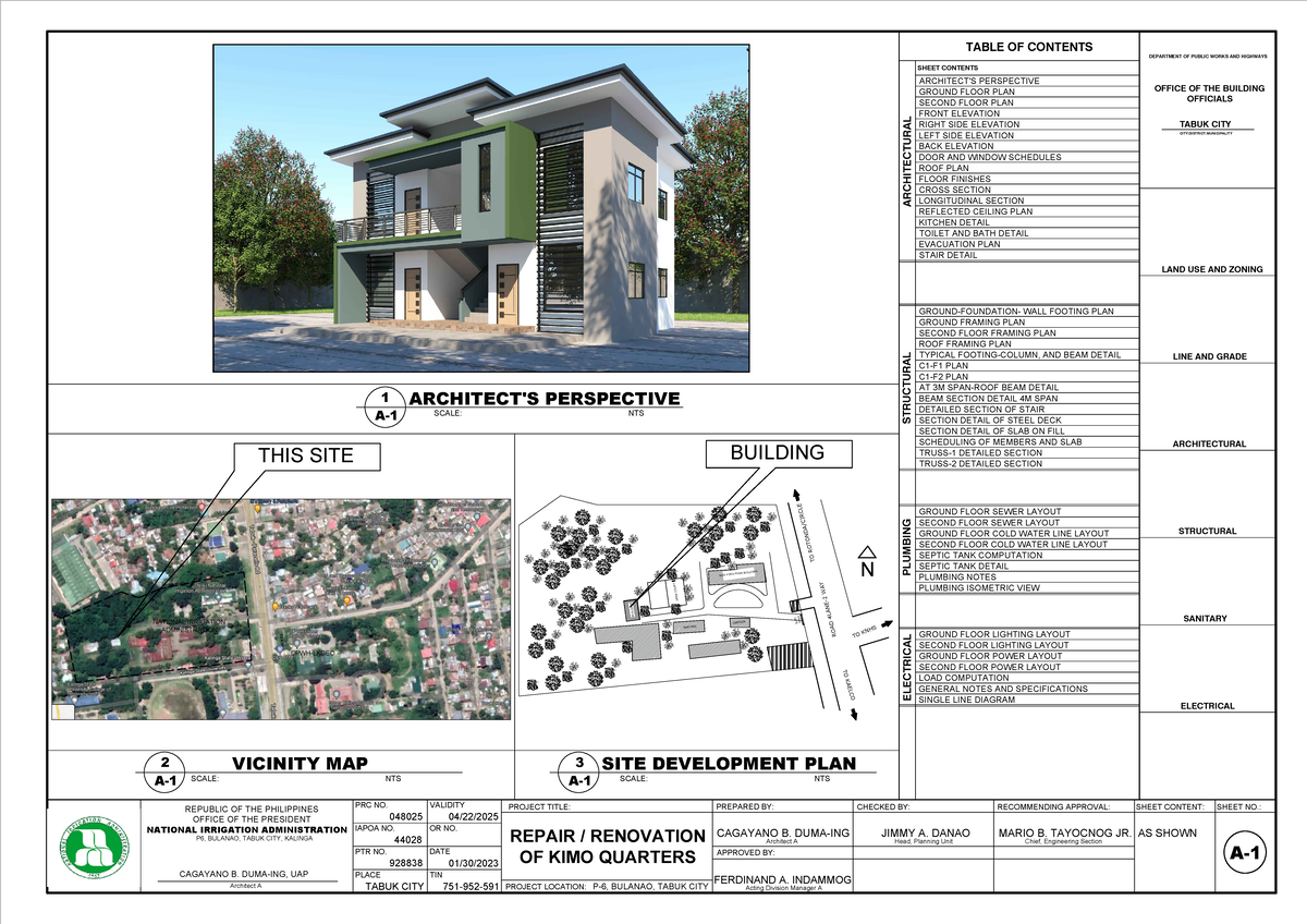 A-1 - ELECTRICAL SANITARY STRUCTURAL ARCHITECTURAL LINE AND GRADE ...