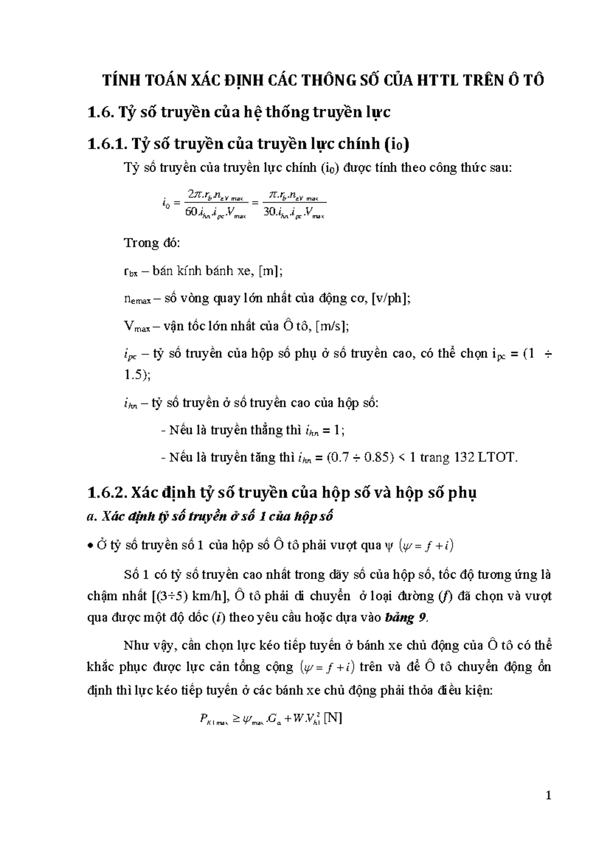 HD TT XĐ TS HTTL - TÍNH TOÁN XÁC ĐỊNH CÁC THÔNG SỐ CỦA HTTL TRÊN Ô TÔ 1 ...