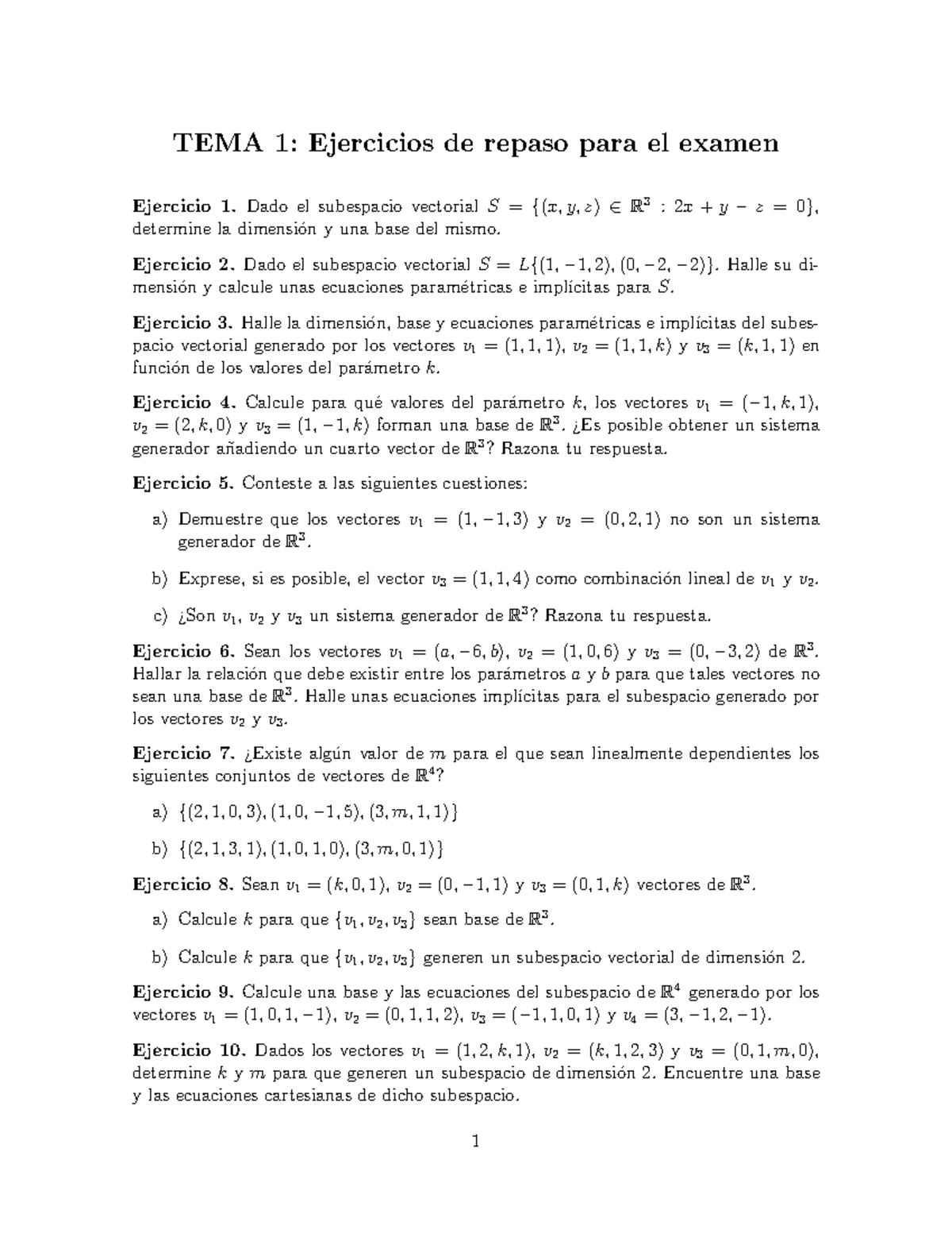 Ejercicios de repaso T1 - TEMA 1: Ejercicios de repaso para el examen ...