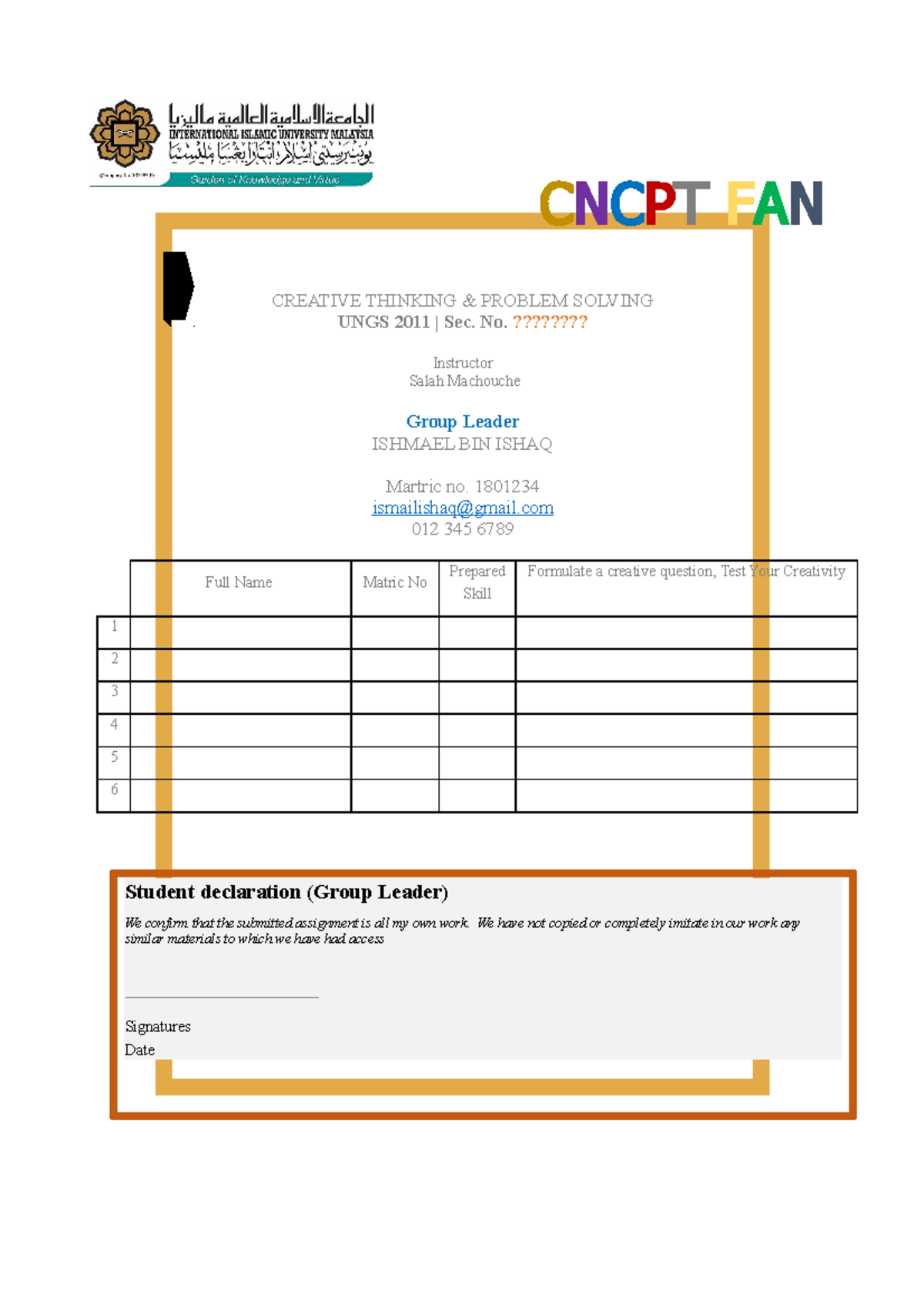 Concept FAN 2021 explanations - CREATIVE THINKING & PROBLEM SOLVING ...