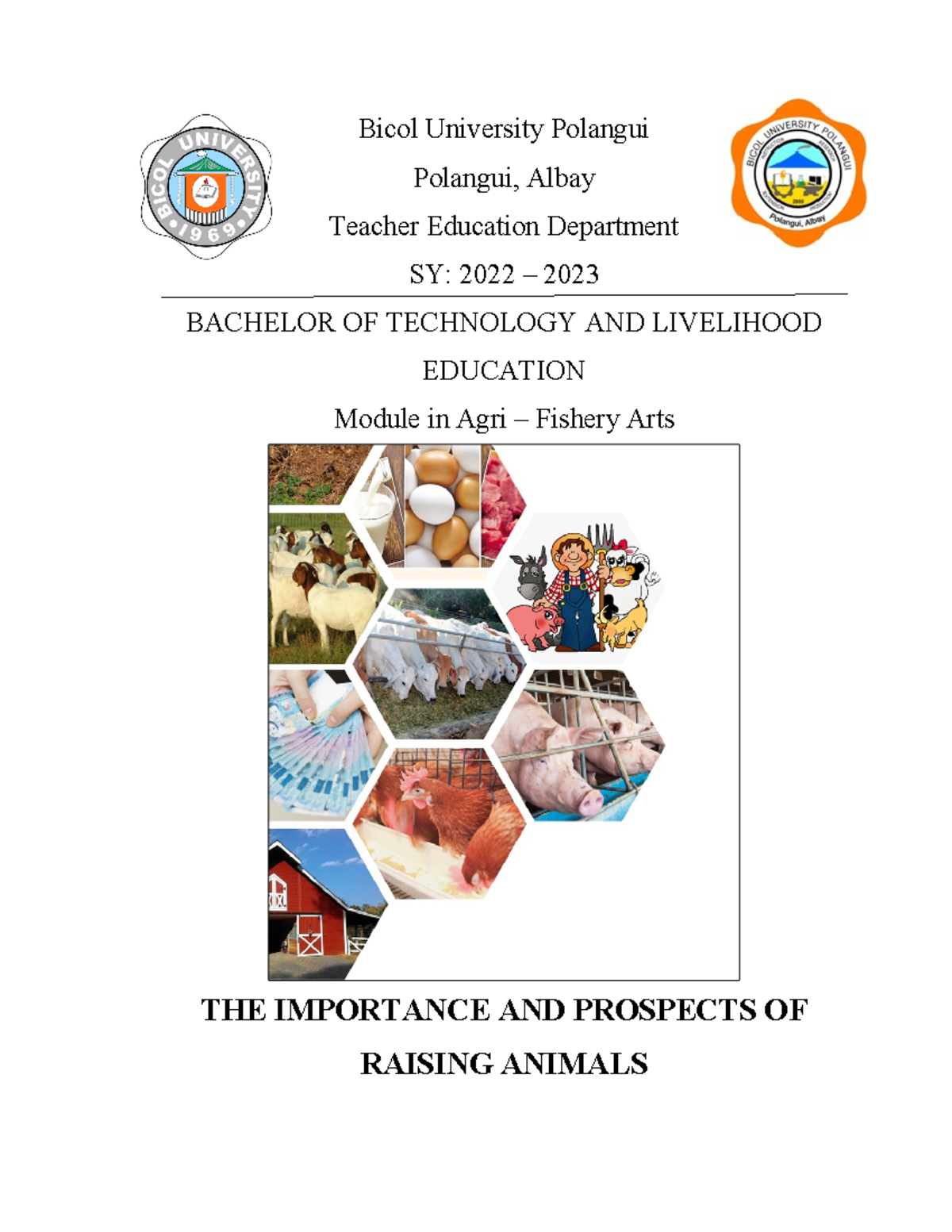 Animal Production - Bicol University Polangui Polangui, Albay Teacher ...