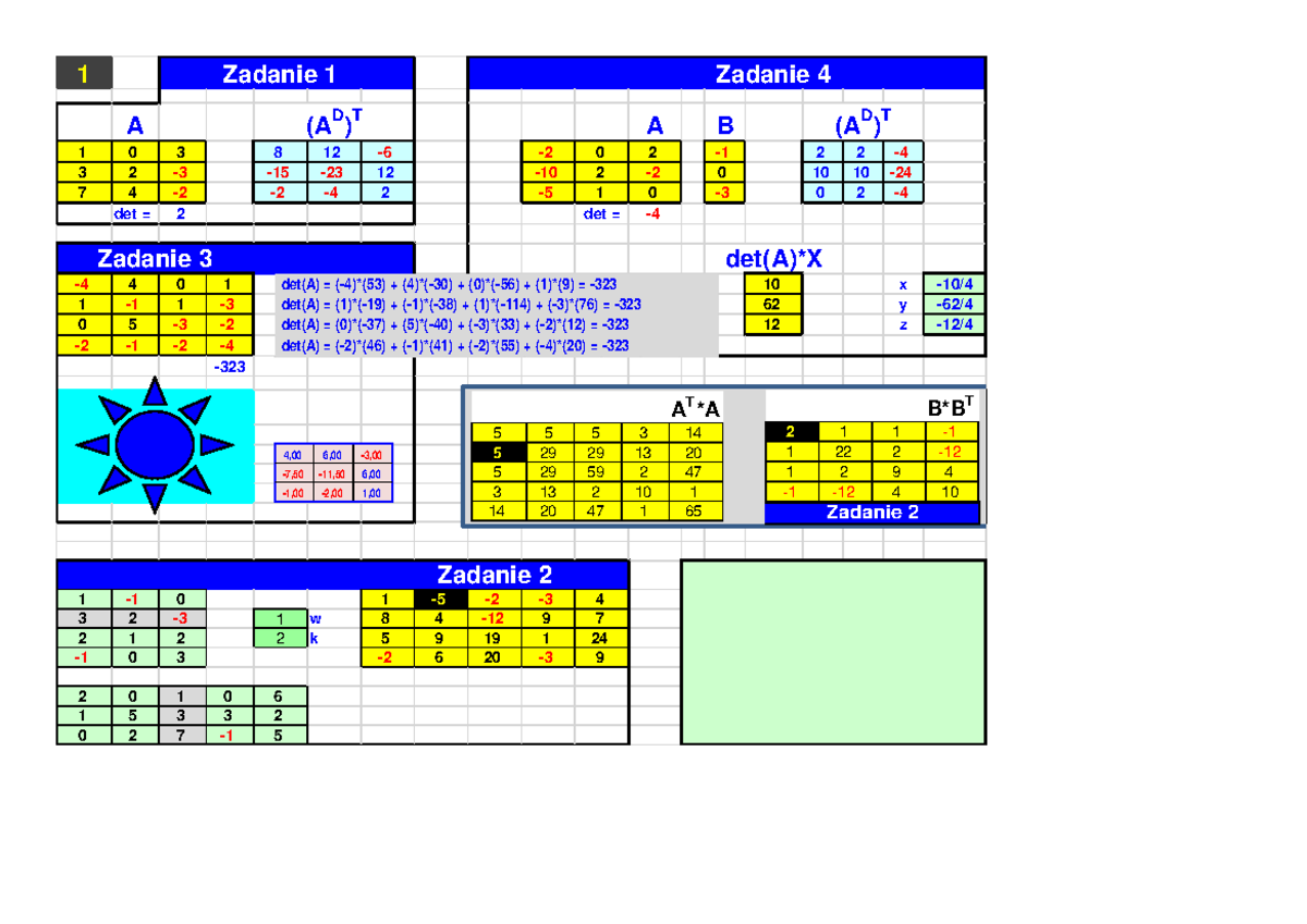 Macierze, układy równań, zestawy 1-5 rozwiązania - A (A D ) T A B (A D ...