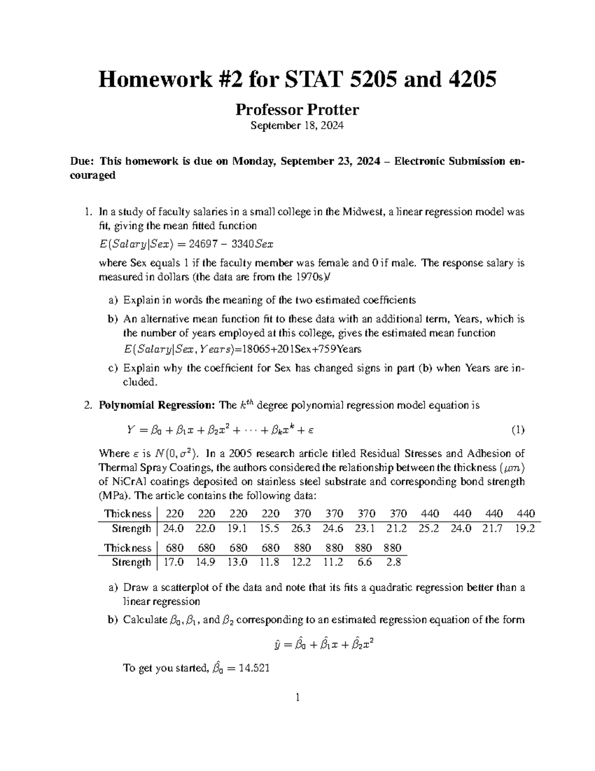Homework #2 5205 - Homework #2 for STAT 5205 and 4205 Professor Protter ...